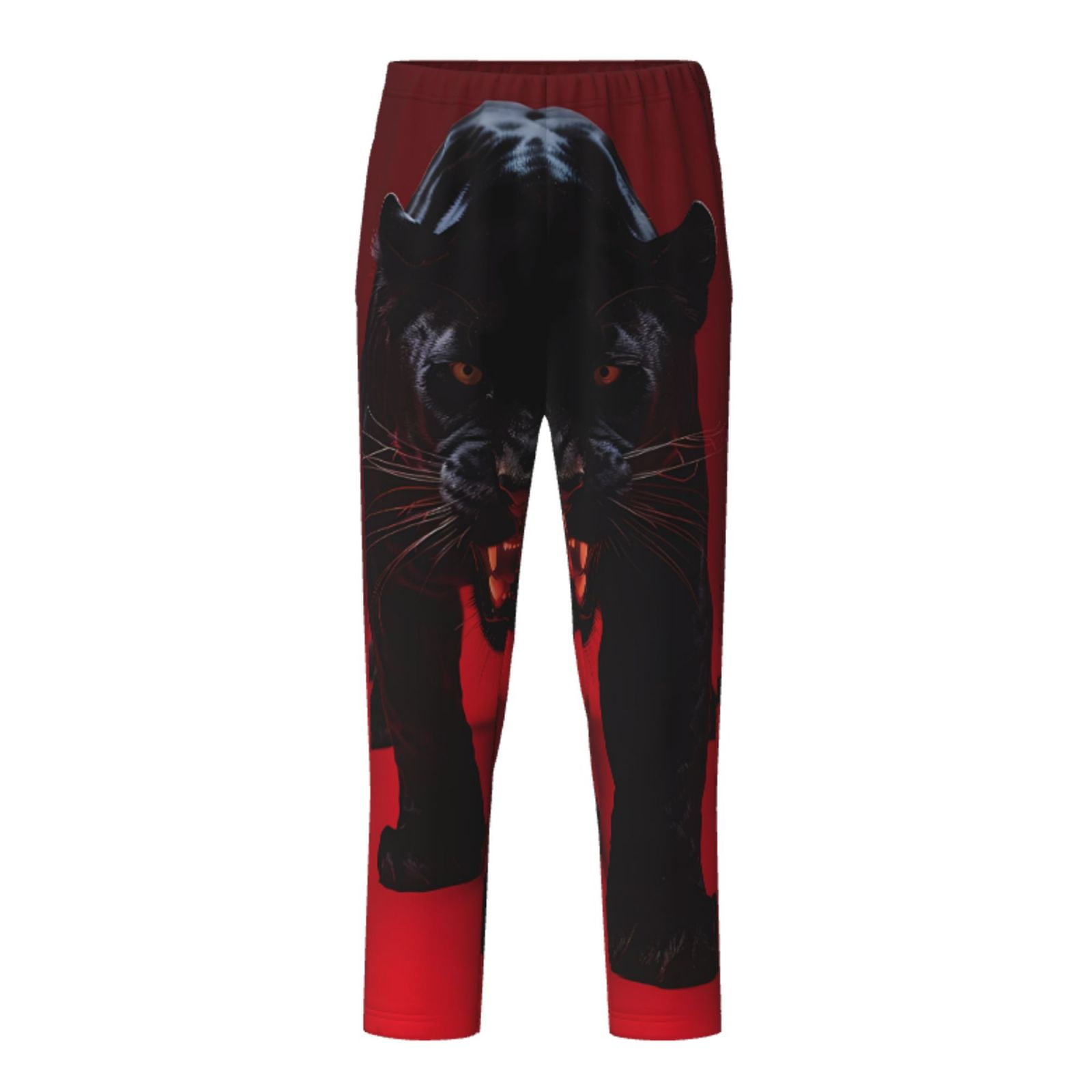 Pofeuu Black Panther Red Background Print Teenagers' Pajama Pants, Soft ...