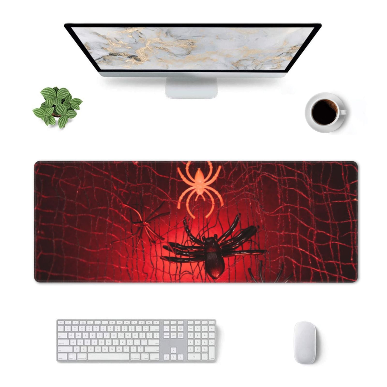 Pofeuu Black Spider Web With Spiders Print Desk Mat for Keyboard and ...