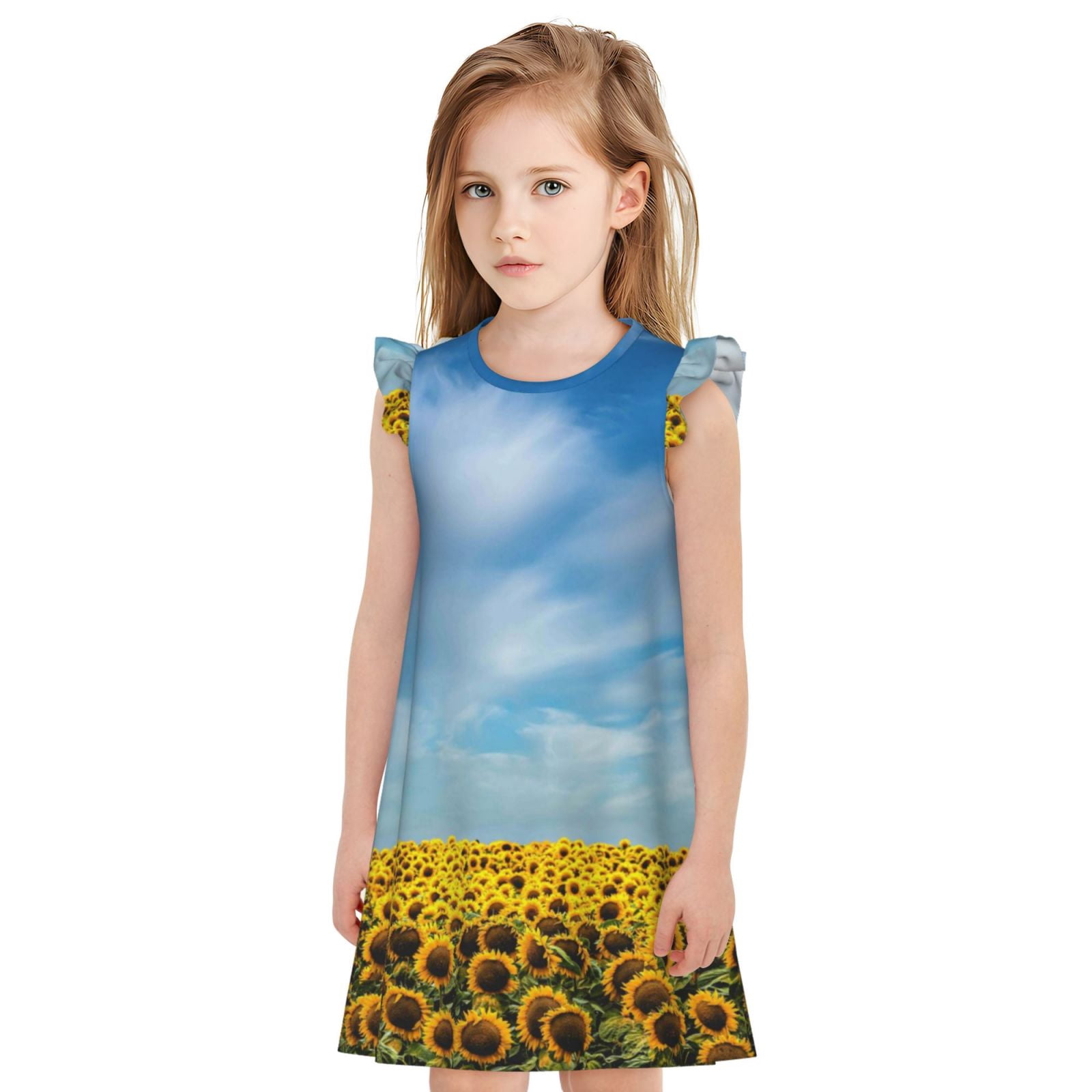 Pofeuu Blooming Sunflower Field Print Girls Nightgowns, Nightgown ...