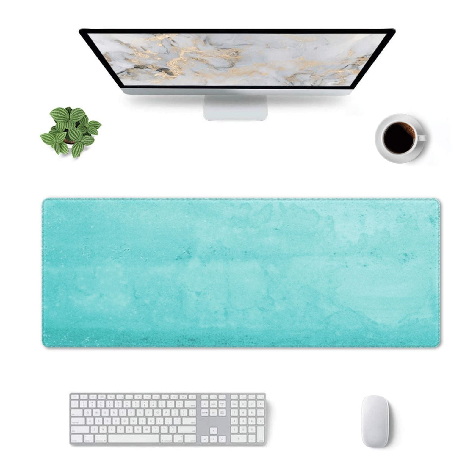 Pofeuu Blue And Turquoise Print Desk Mat for Keyboard and Mouse ...