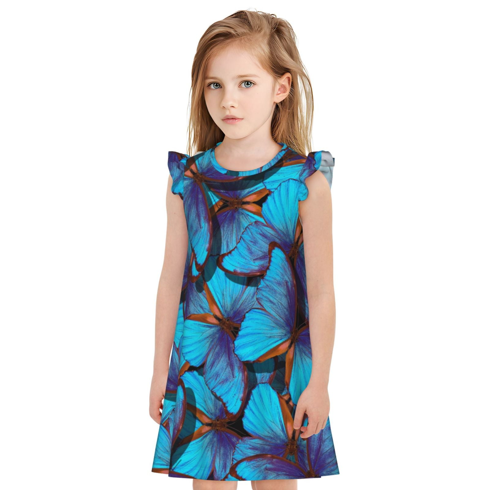 Pofeuu Blue Butterflies Print Girls Nightgowns, Nightgown Princess ...