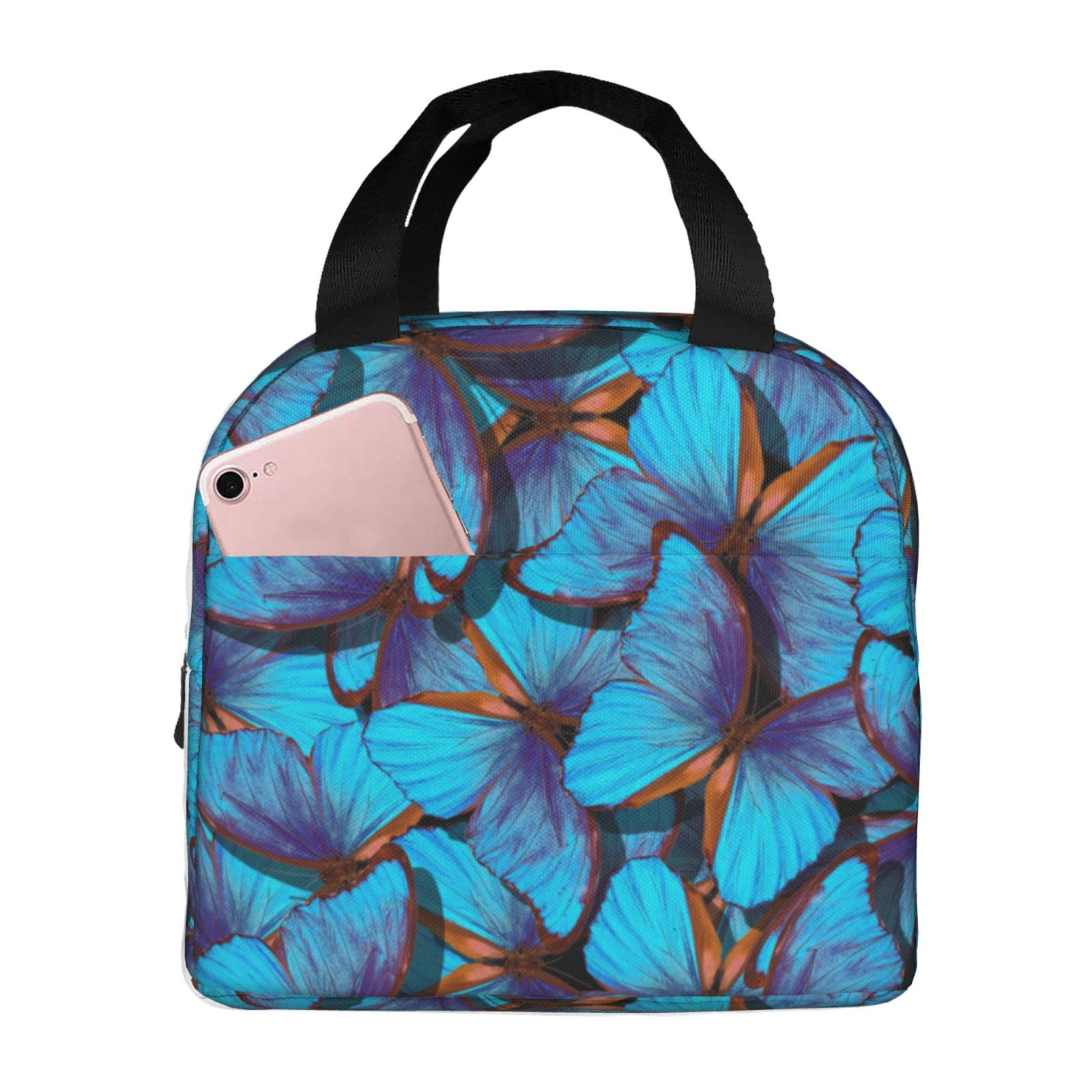 Pofeuu Blue Butterflies Print Lunch Bag Lunch Box Insulated Lunch Bag ...