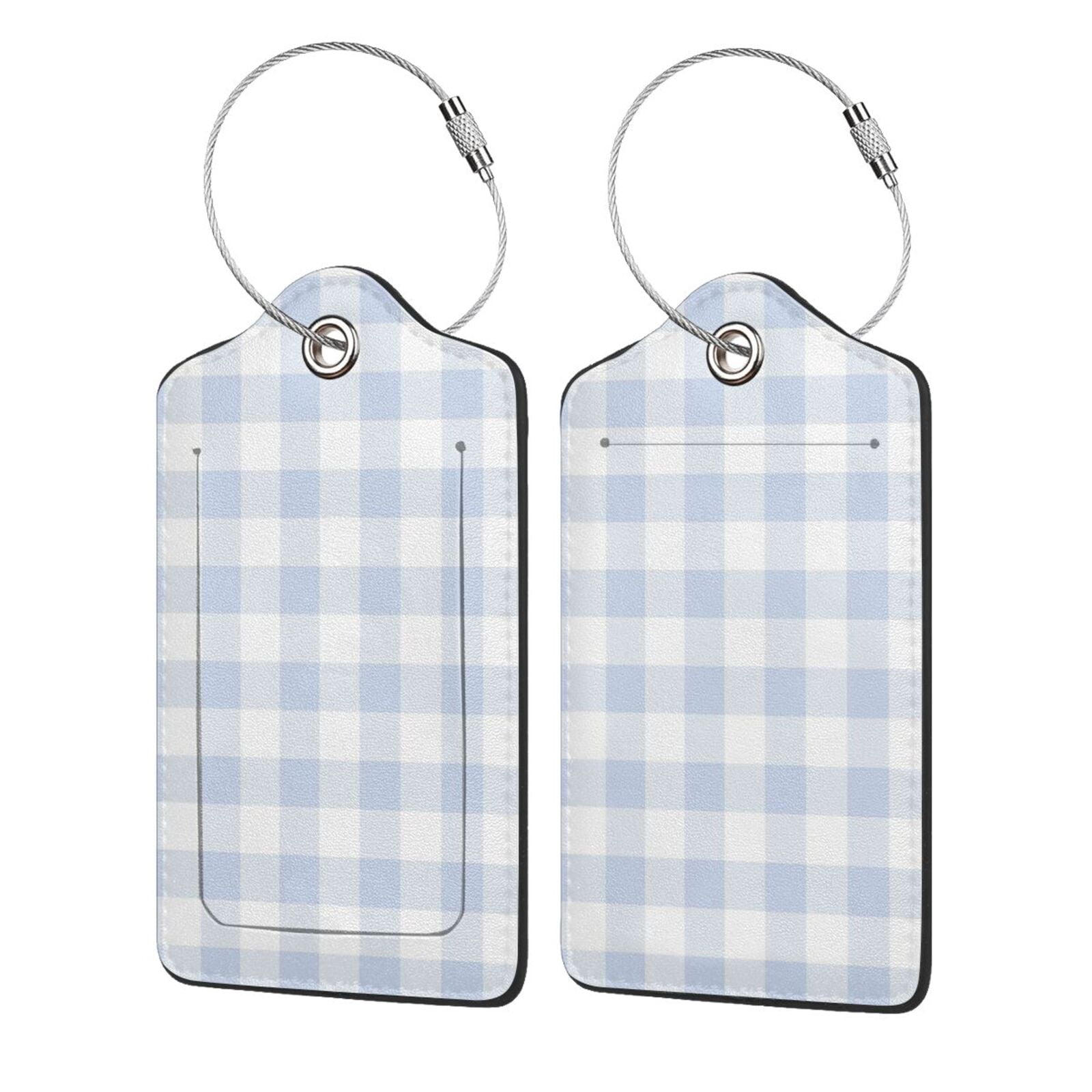 Pofeuu Blue Checkboard Print Luggage Tags, Privacy Cover ID Label with ...
