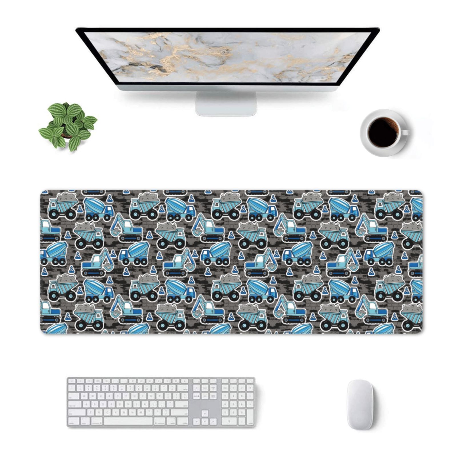 Pofeuu Blue Excavator Print Desk Mat for Keyboard and Mouse，Computer ...