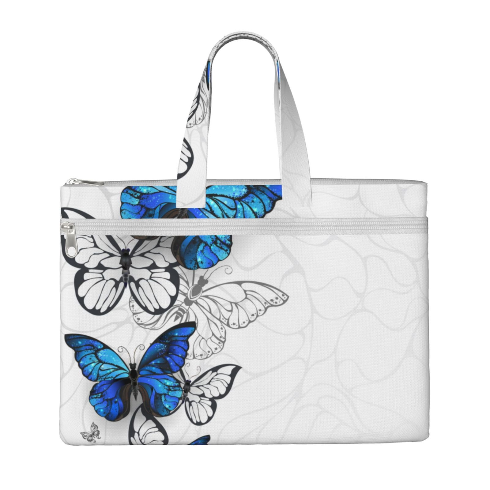Pofeuu Blue Flying Butterflies Print Laptop Bag Carrying - Computer Bag ...