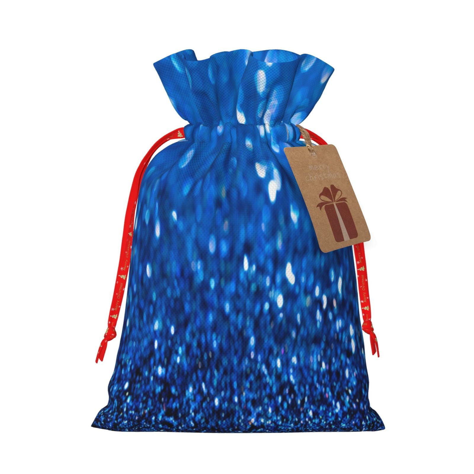 Pofeuu A Blue Glitter Print Burlap Bags with Drawstrings Drawstring ...