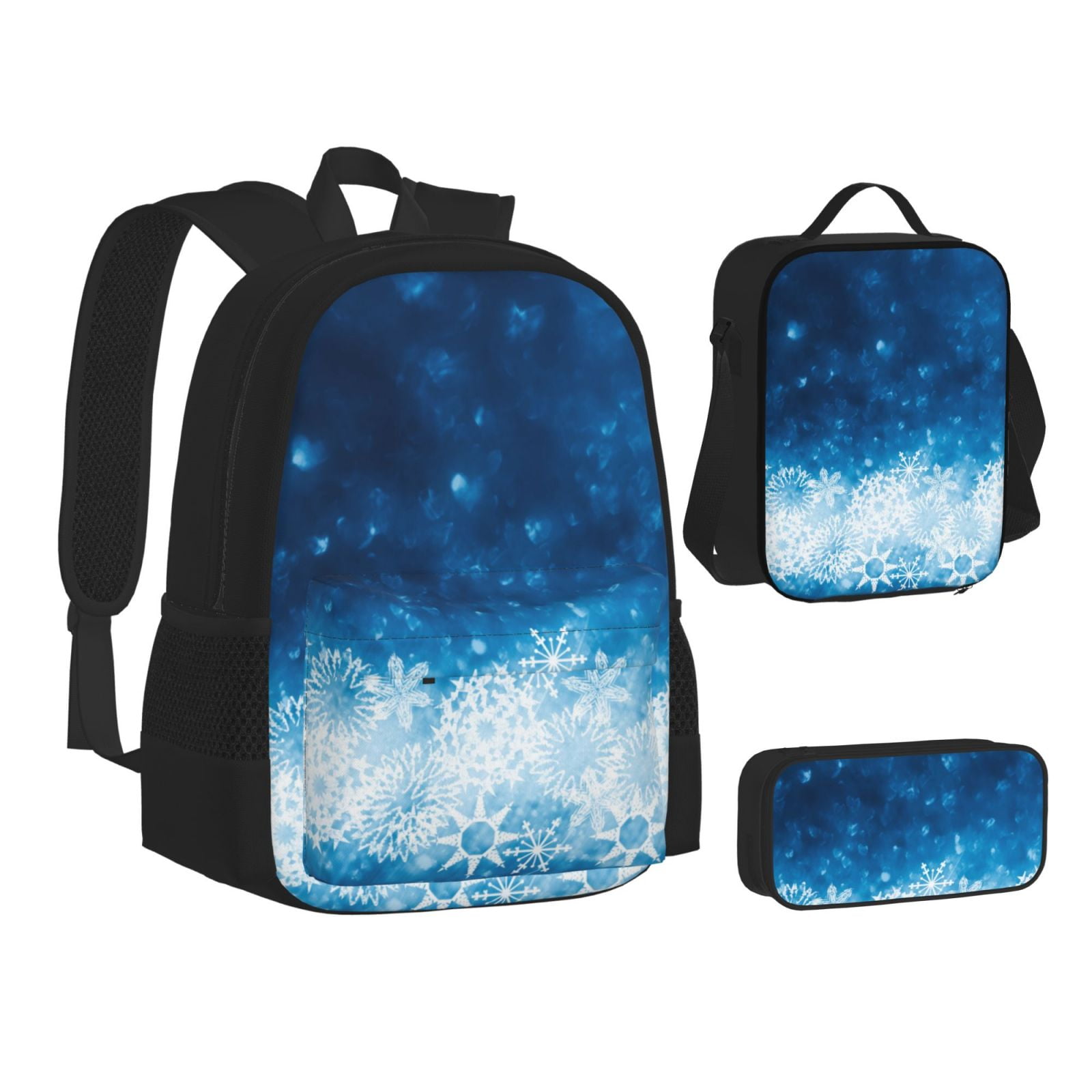 Pofeuu Blue Glitter Sparkles Print Backpack Travel Backpacks With Lunch ...