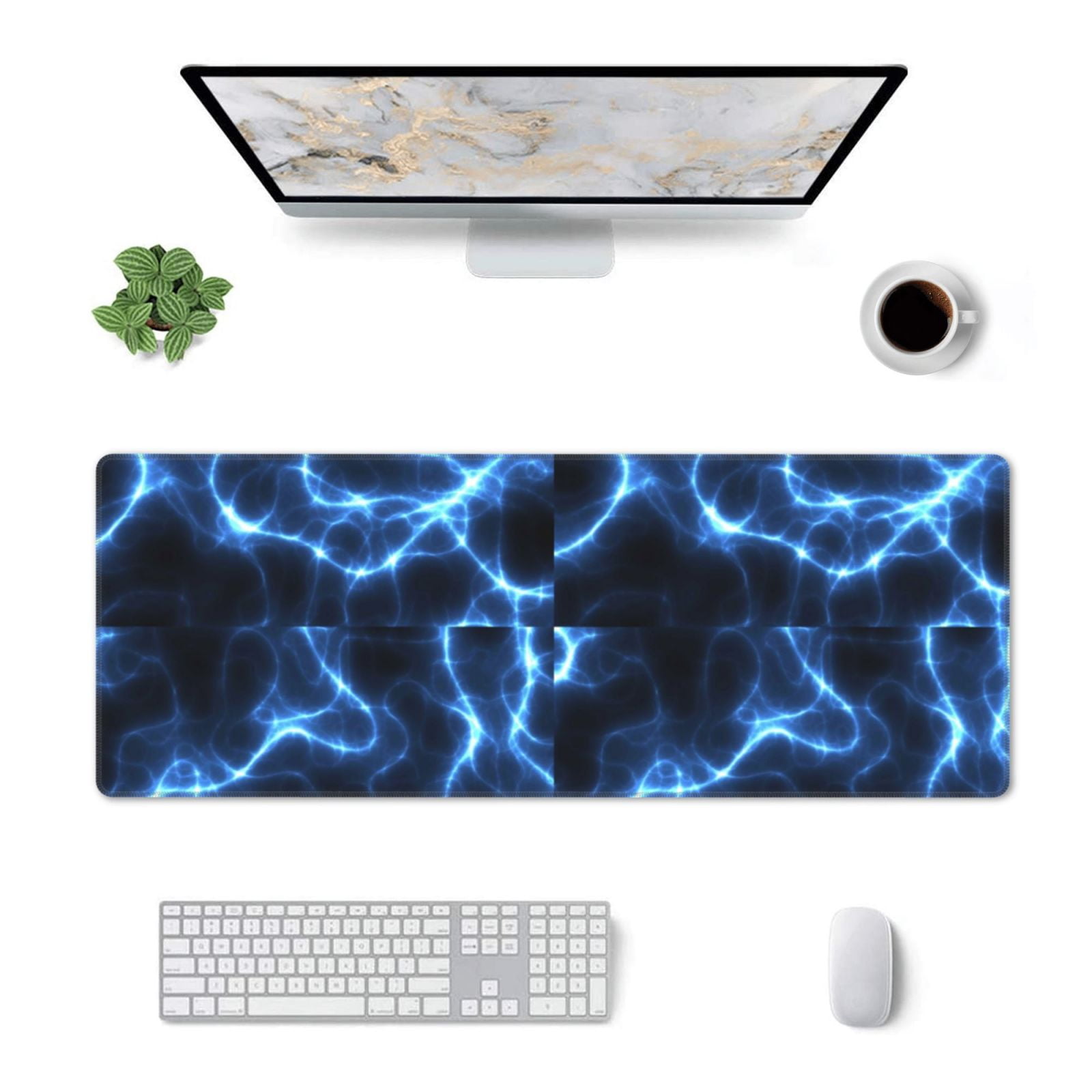 Pofeuu Blue Lightning Print Desk Mat for Keyboard and Mouse，Computer ...