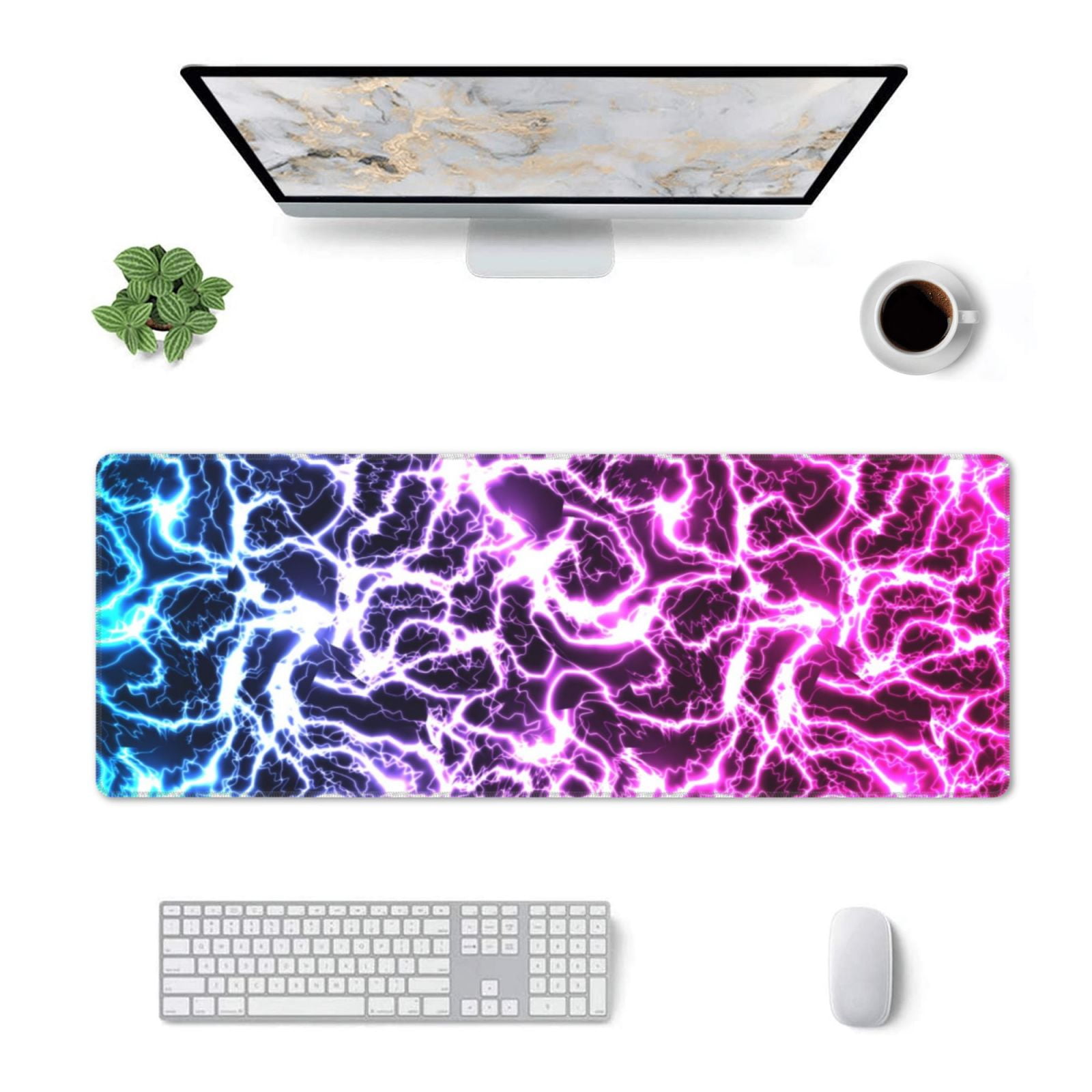 Pofeuu Blue Lightning Print Desk Mat for Keyboard and Mouse，Computer ...