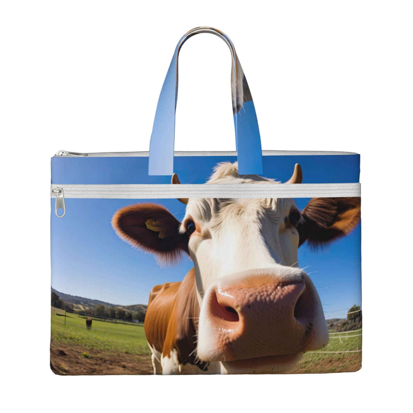 Pofeuu Blue Sky Meadow Cute Cow Print Laptop Bag Carrying - Computer ...