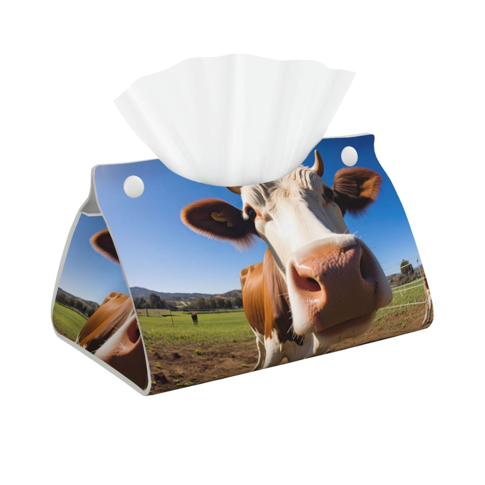 Pofeuu Blue Sky Meadow Cute Cow Print Tissue Box Cover, Modern ...