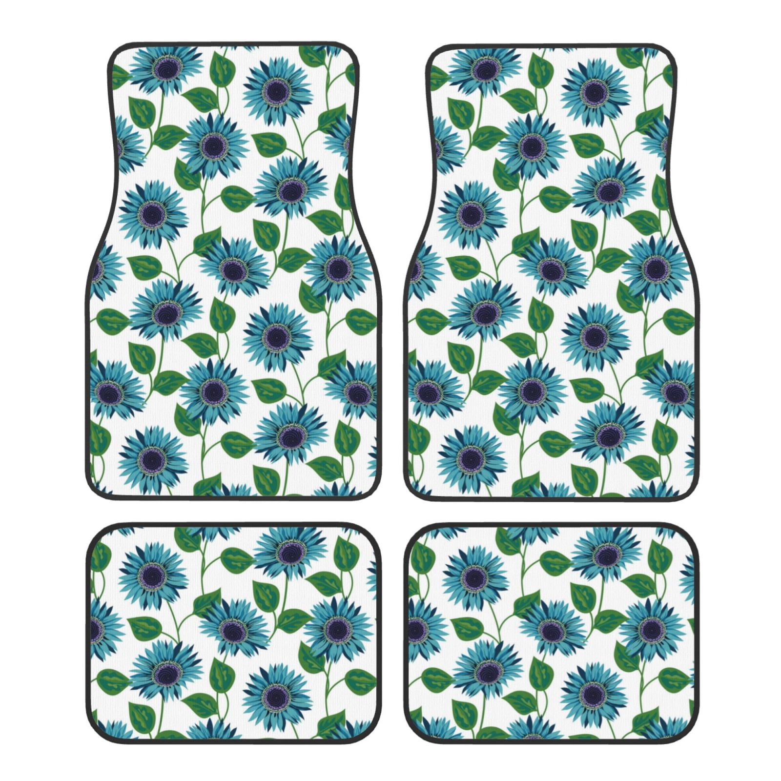 Pofeuu Blue Sunflowers Print Car Foot Mat Set of 4 Pieces - All-Weather ...