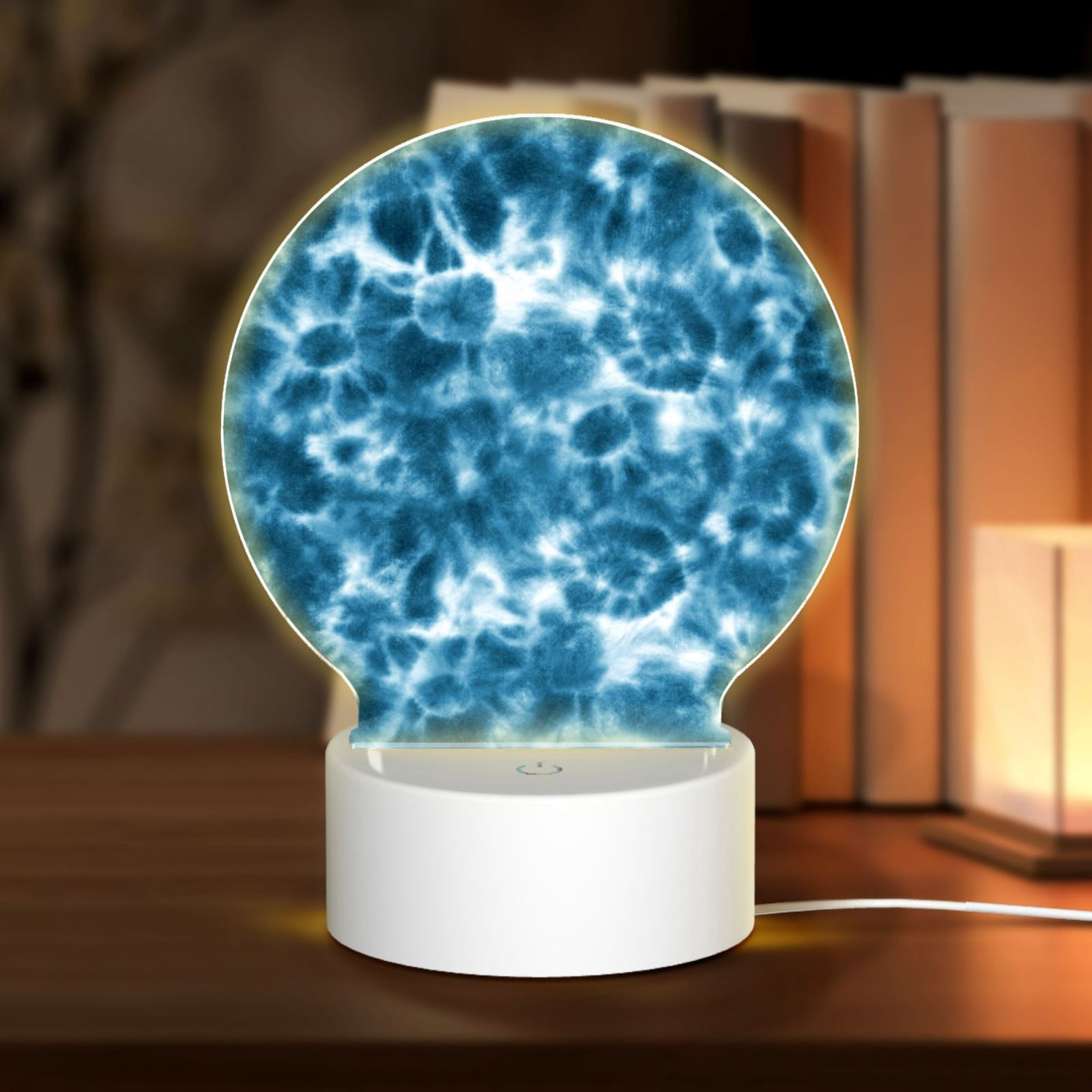 Pofeuu Blue Tie Dye Print LED Christmas Night Light Lamp Base Gift DIY ...