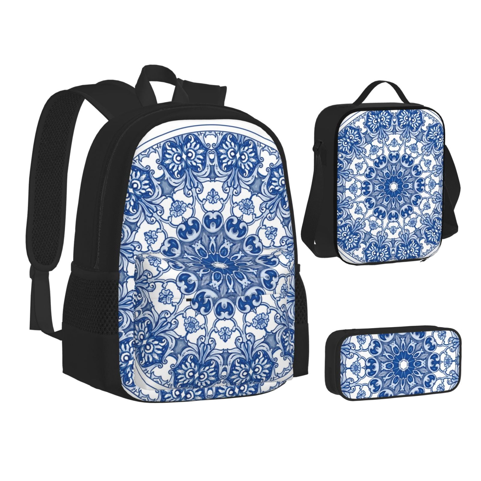 Pofeuu Blue Watercolor Print Backpack Travel Backpacks With Lunch Bag ...