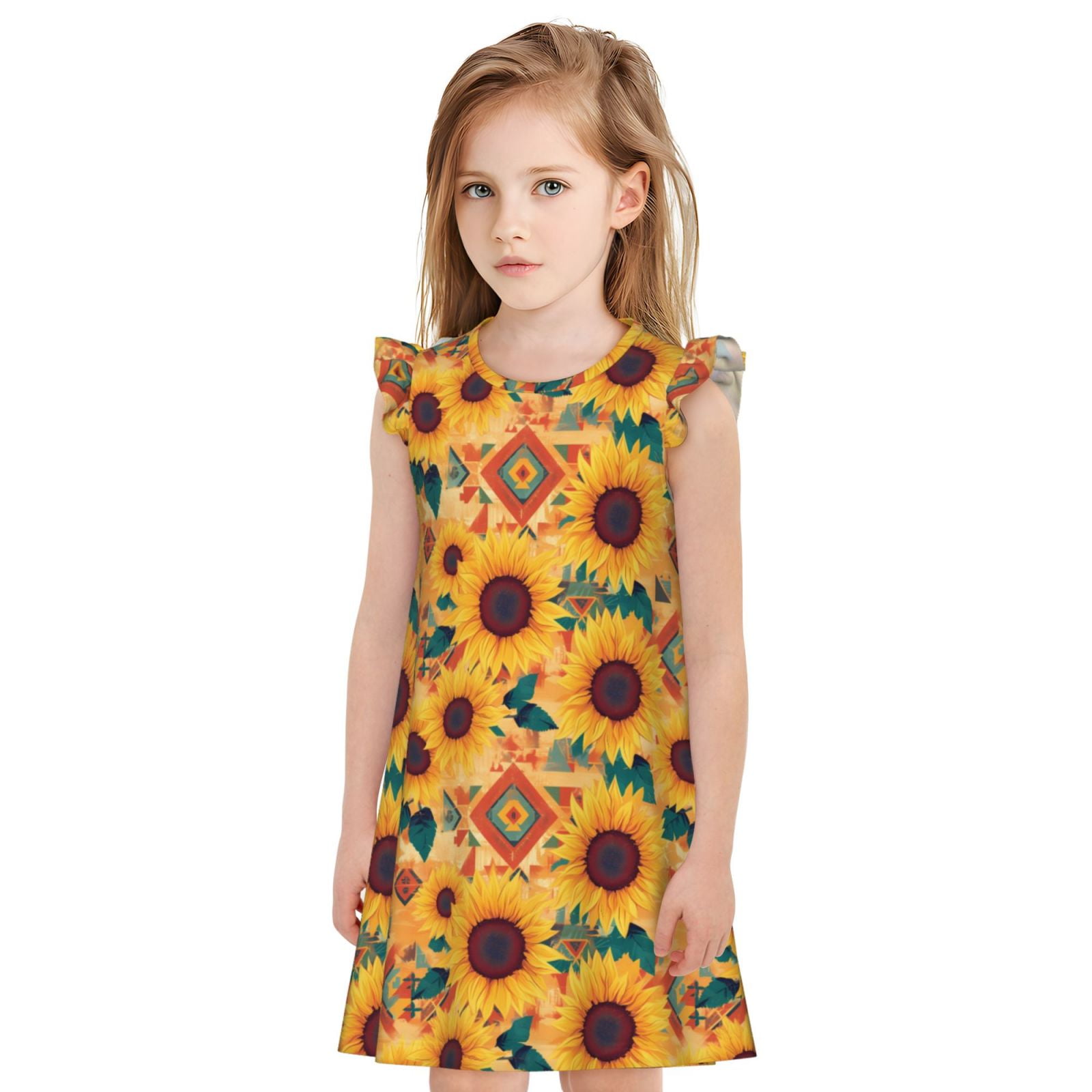 Pofeuu Bohemian Sunflower Print Girls Nightgowns, Nightgown Princess ...