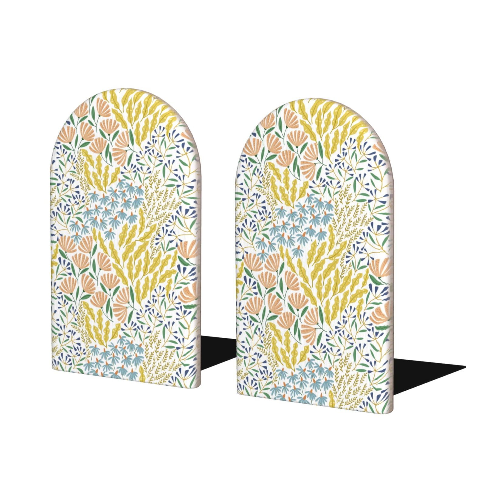 Pofeuu Boho Print Large Bookend Hold Heavy Books- Wood Bookends for ...