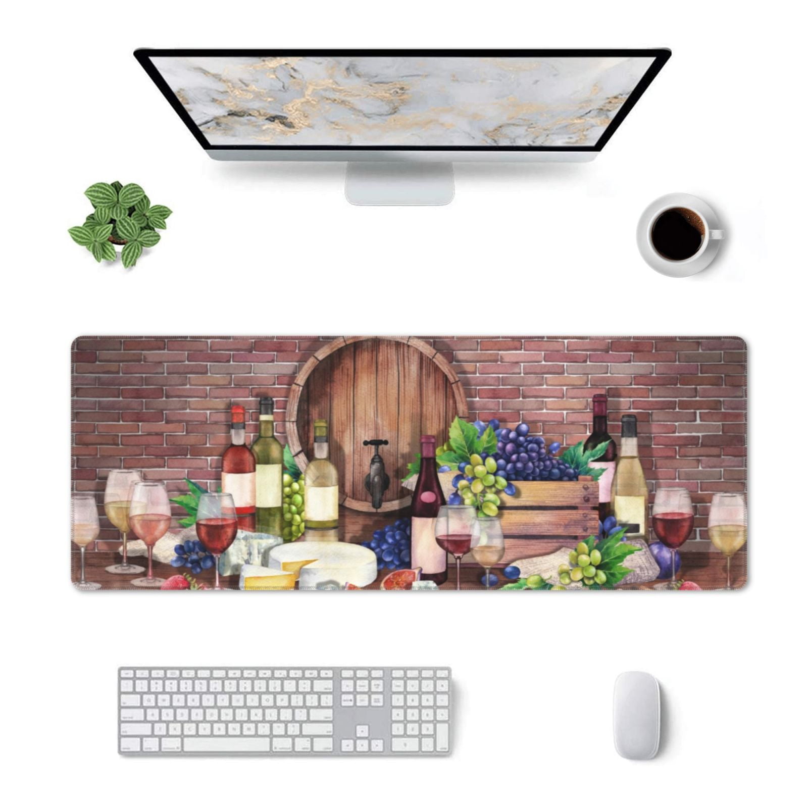 Pofeuu Bottle Glass Red Wine Print Desk Mat for Keyboard and Mouse ...