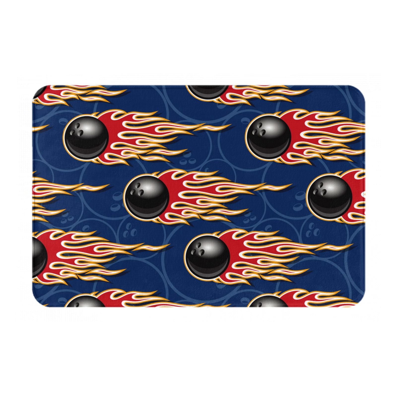 Pofeuu Bowling Ball And Flame Print Flannel Doormats Rug16"x24"Rug ...