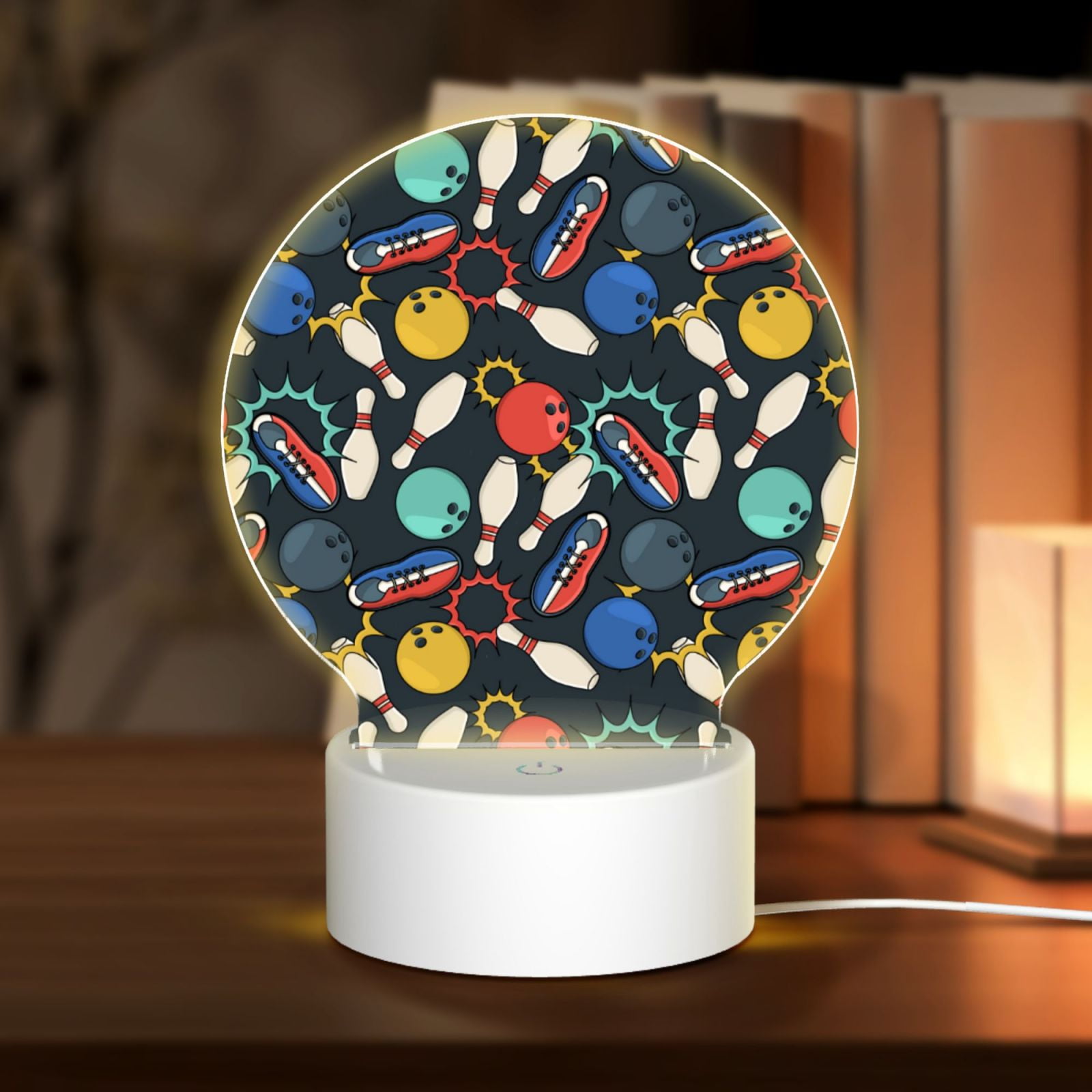 Pofeuu Bowling Ball Print LED Christmas Night Light Lamp Base Gift DIY ...