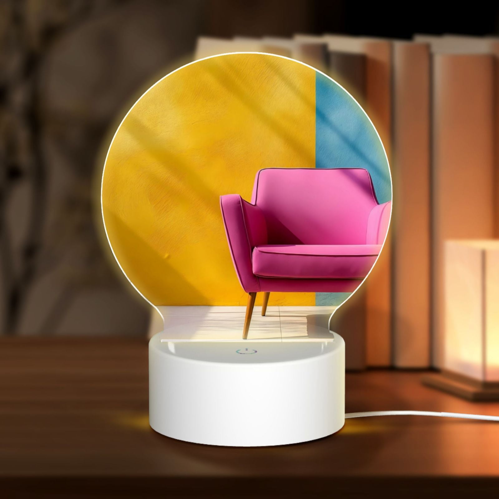 Pofeuu Bright Pink Chair Print LED Christmas Night Light Lamp Base Gift ...