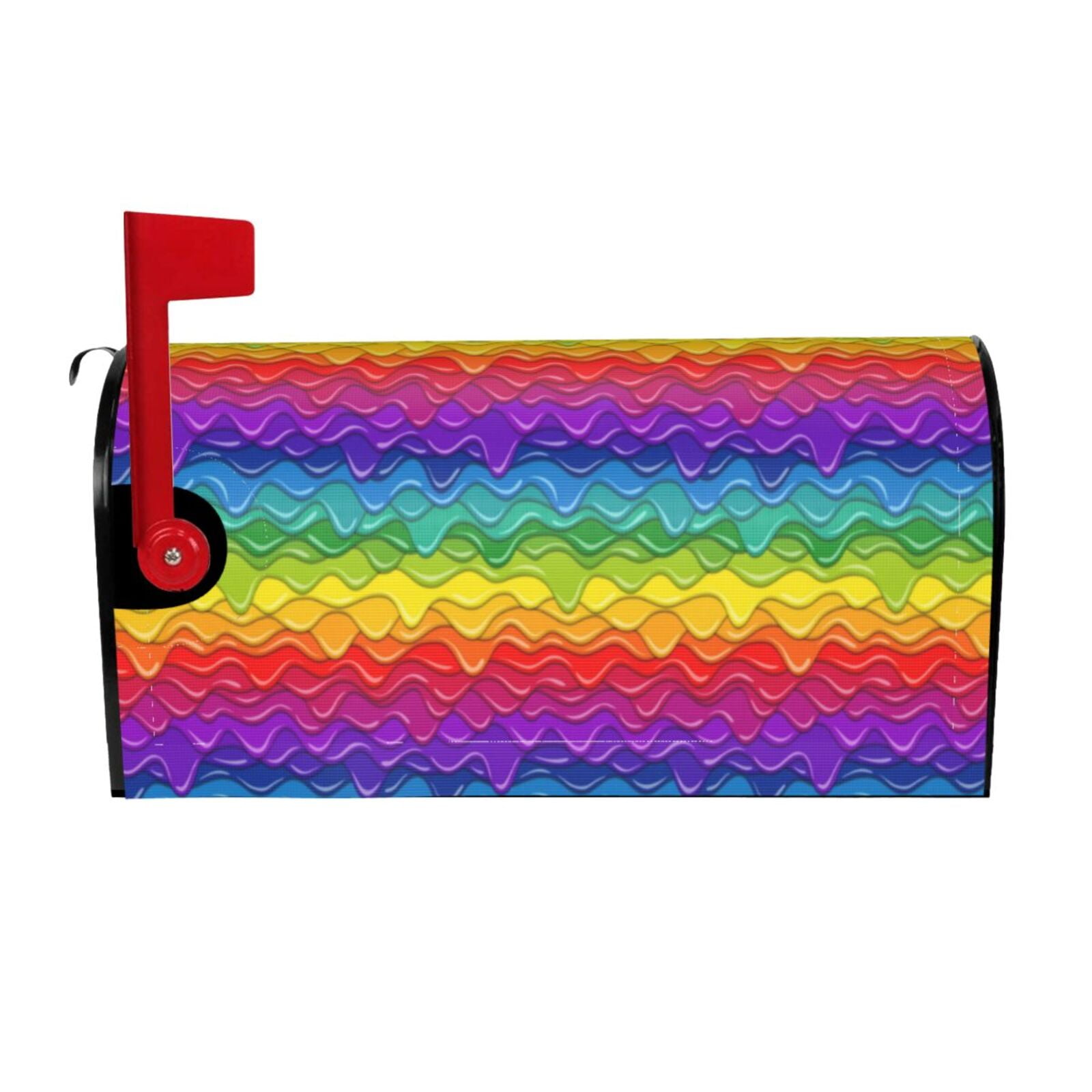 Pofeuu Bright Rainbow Print Mailbox Covers Letterbox Cover Mailbox Wrap ...