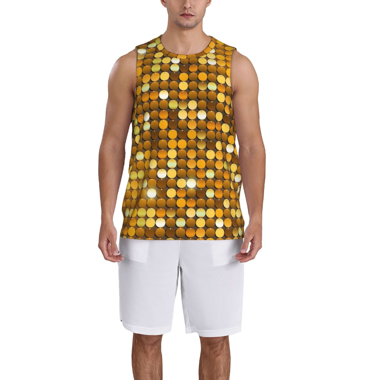 Pofeuu Bright Shiny Golden Print Basketball Jersey, Shirts for Men ...