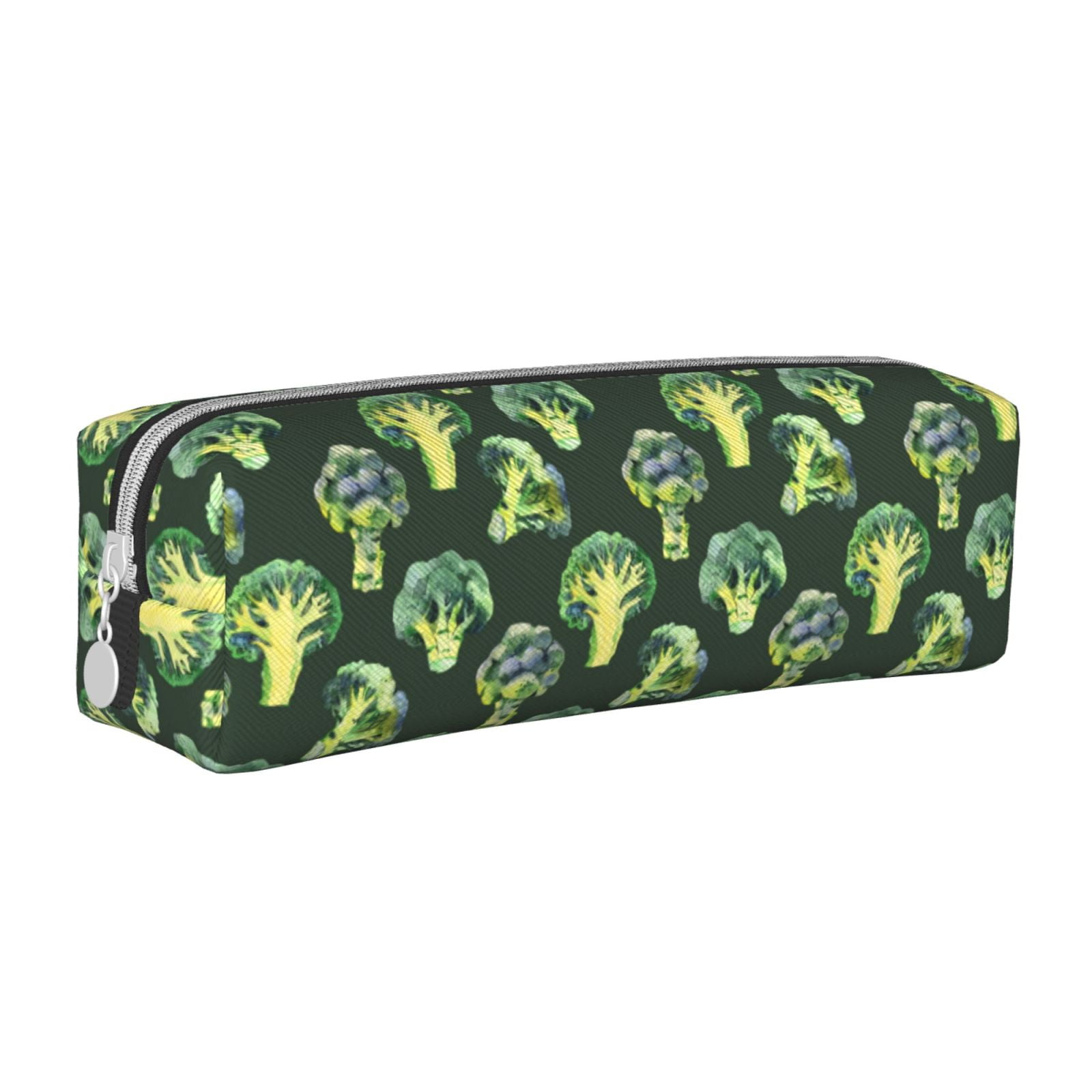 Pofeuu Broccoli 3 Print Leather Pencil Case, Leather Pencil Pouch Large ...