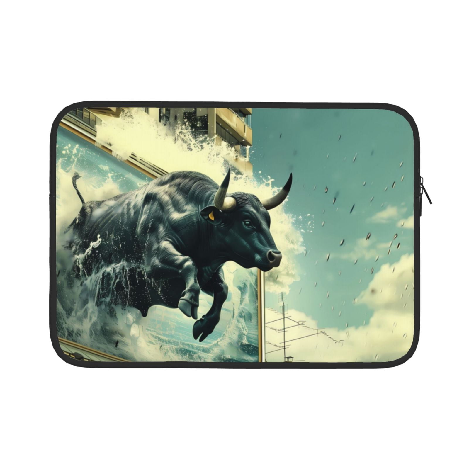 Pofeuu Bull Charging Through Waves Print Laptop Carrying Case,13-15 ...