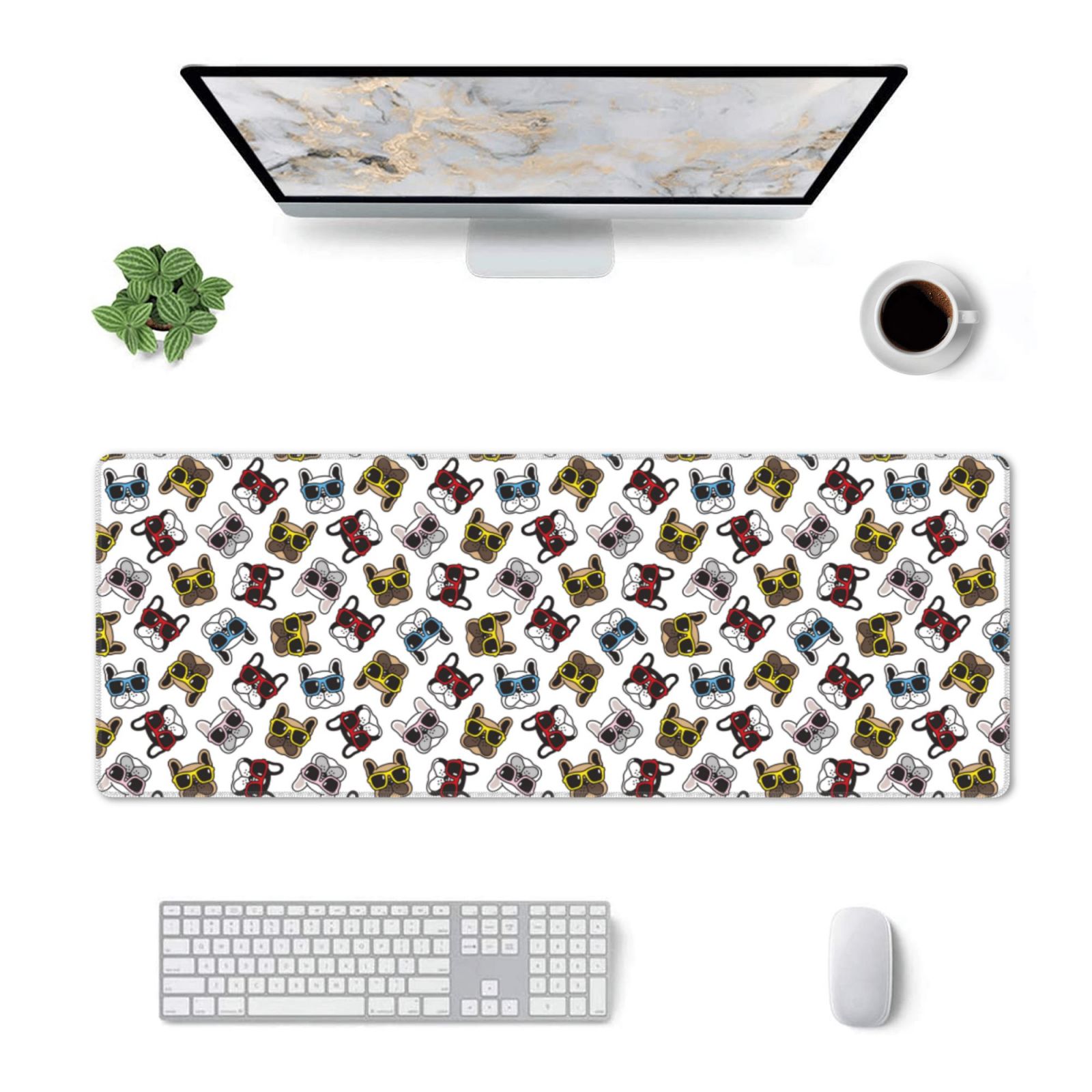 Pofeuu Bulldog Sunglasses Face Print Desk Mat for Keyboard and Mouse ...