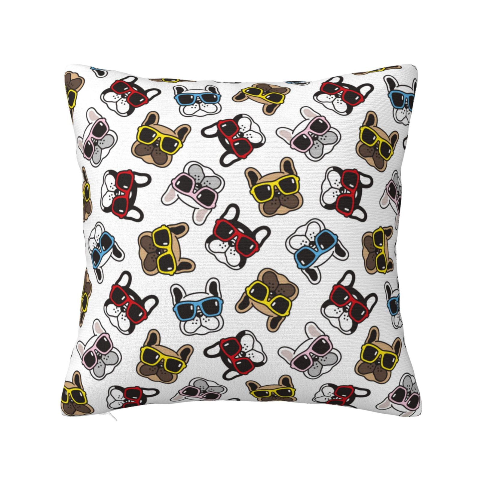 Pofeuu Bulldog Sunglasses Face Print Double-sided plush pillowcase ...