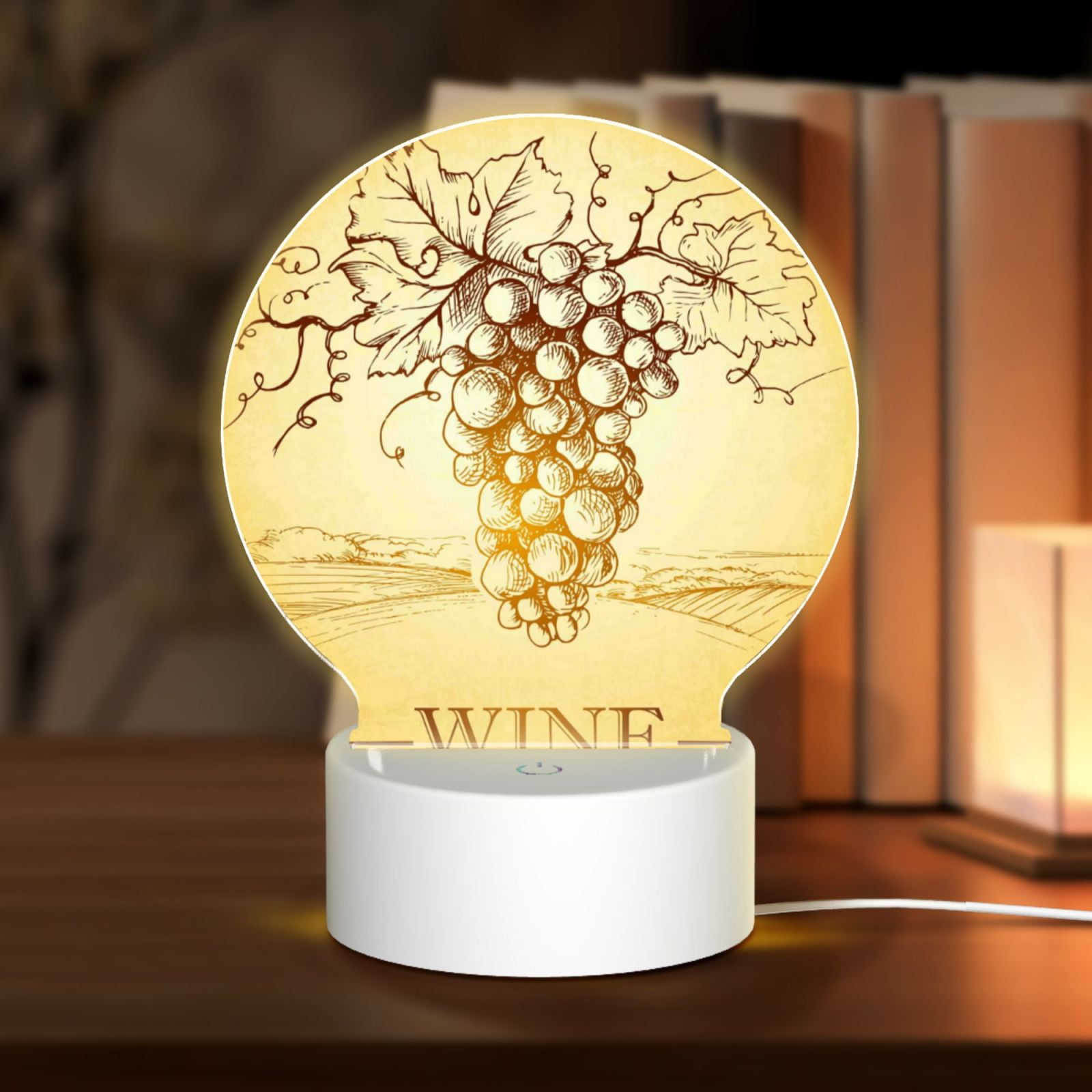 Pofeuu Bunch of Grapes Print LED Christmas Night Light Lamp Base Gift DIY 3D Clear Acrylic Blank ...