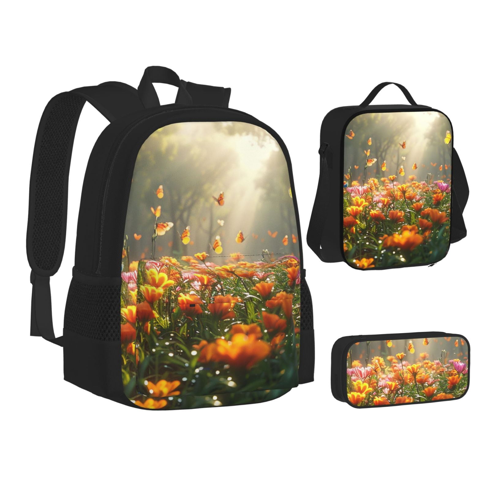 Pofeuu Butterflies In Flower Field Print Backpack Travel Backpacks With ...
