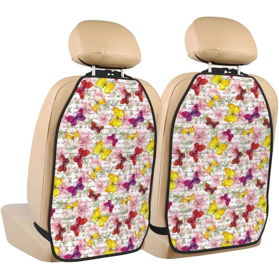 Pofeuu Butterflies and Vintage Print 2 Pack PU Leather Kick Mat Back ...