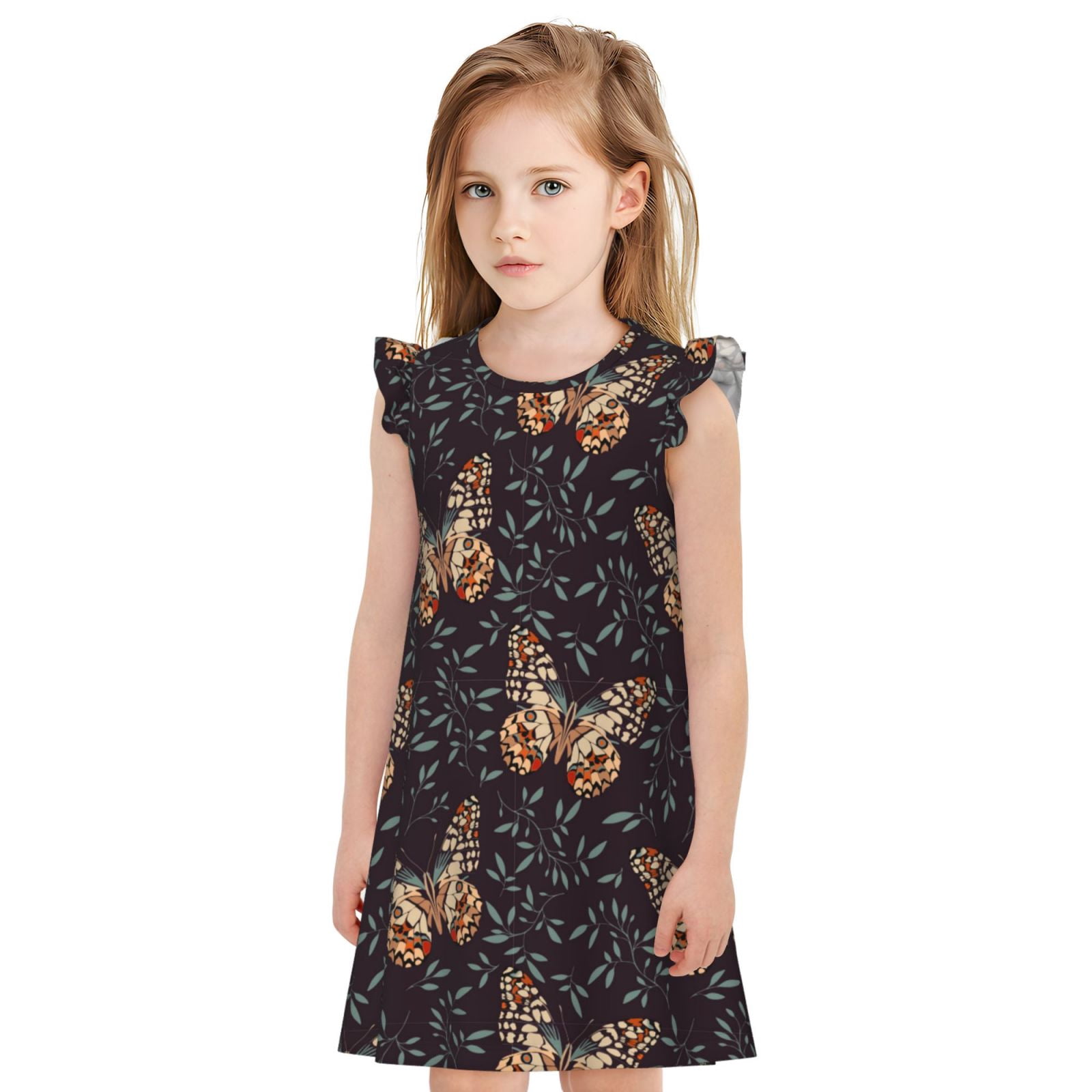 Pofeuu Butterfly1 Print Girls Nightgowns, Nightgown Princess Pajama ...