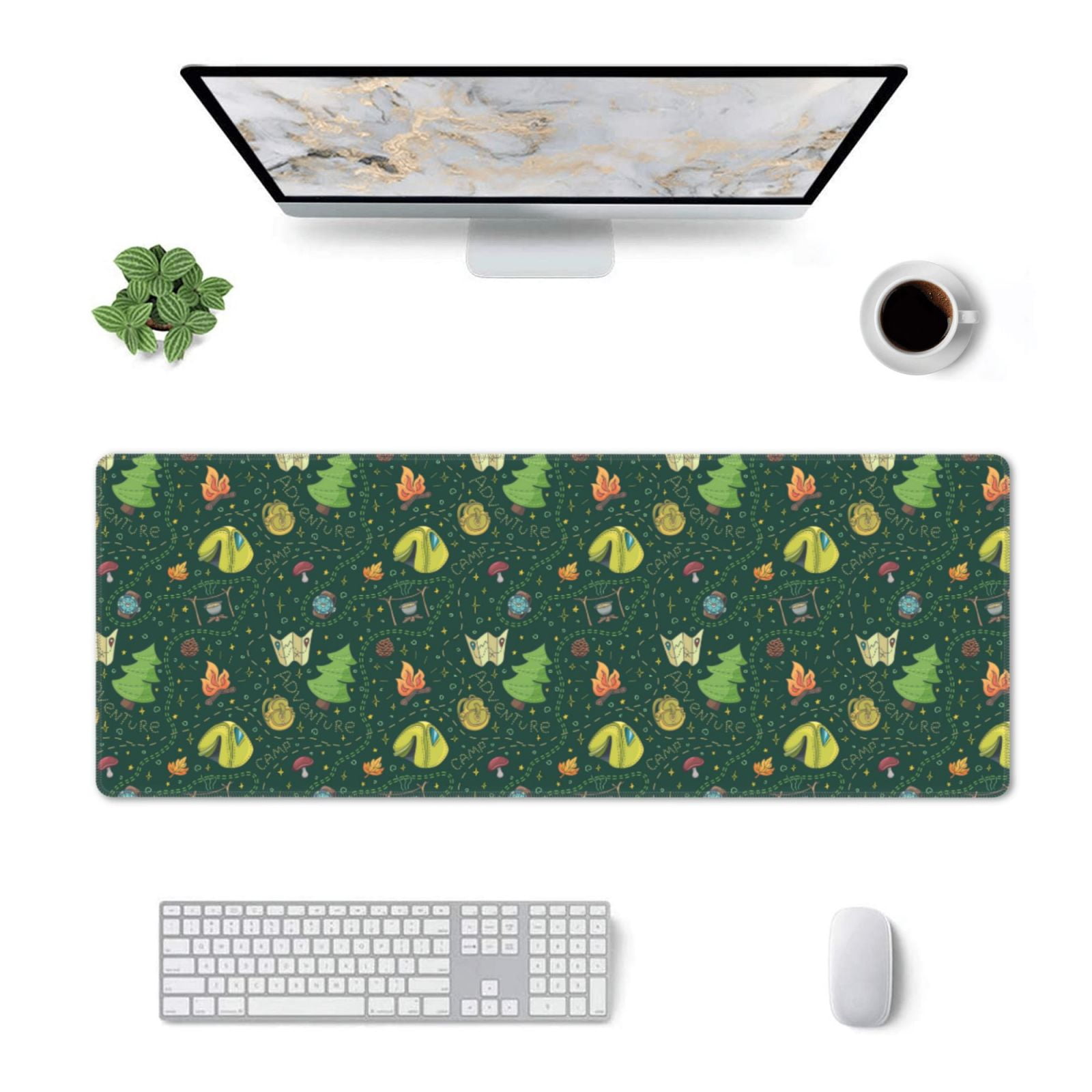 Pofeuu Camp In The Forest Print Desk Mat for Keyboard and Mouse ...