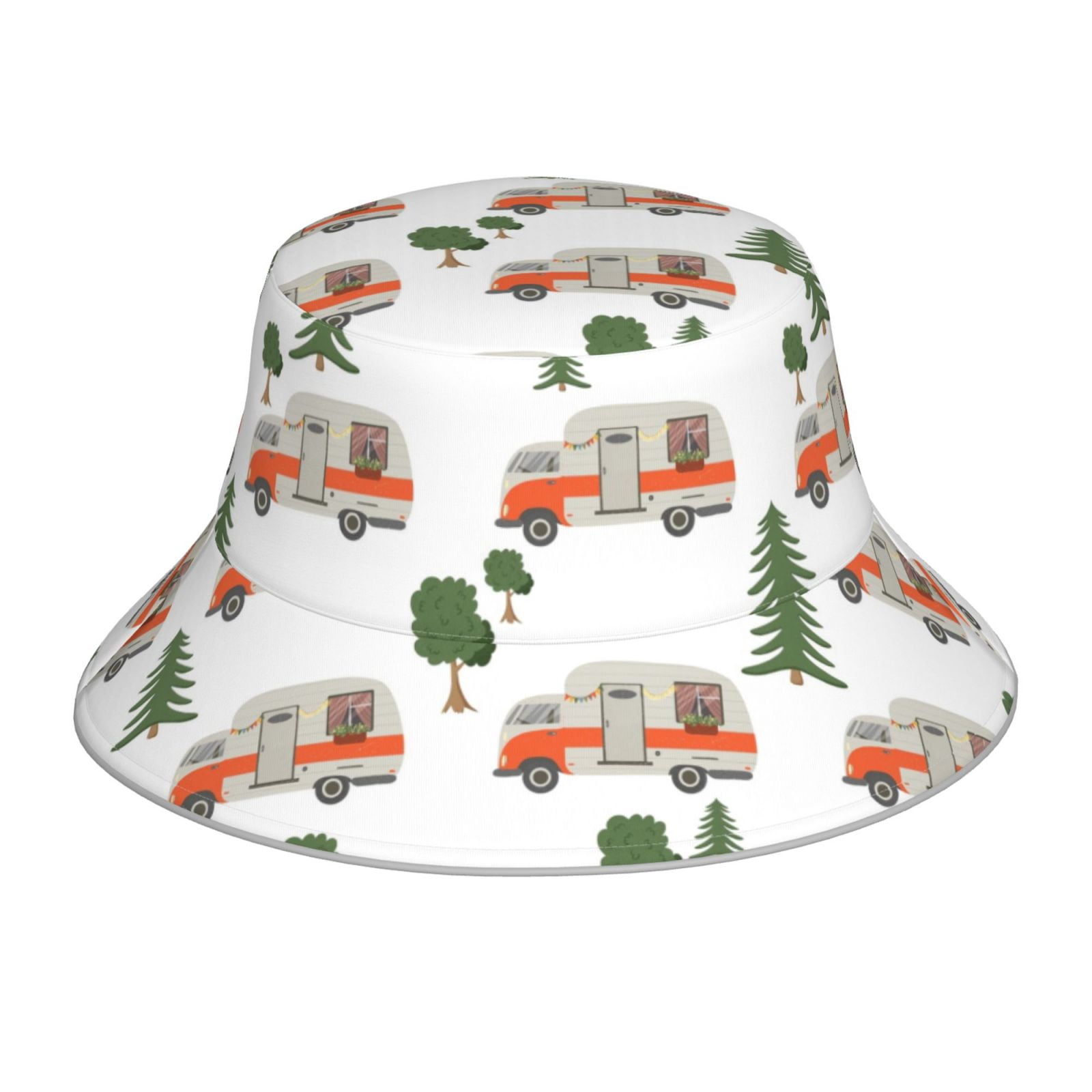 Pofeuu Camp Van Print Bucket Hat for Women Men Reflective Bucket Hats ...