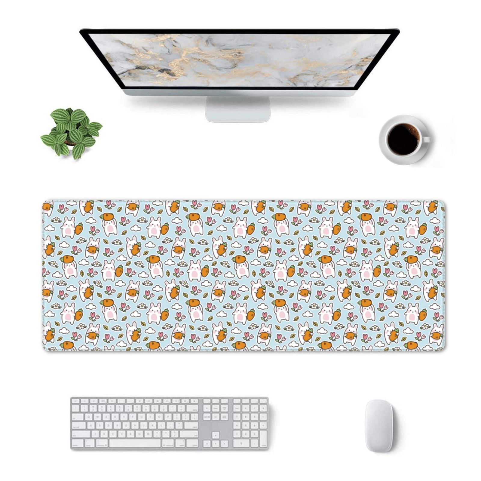 Pofeuu Carrot Rabbit Print Desk Mat for Keyboard and Mouse，Computer ...