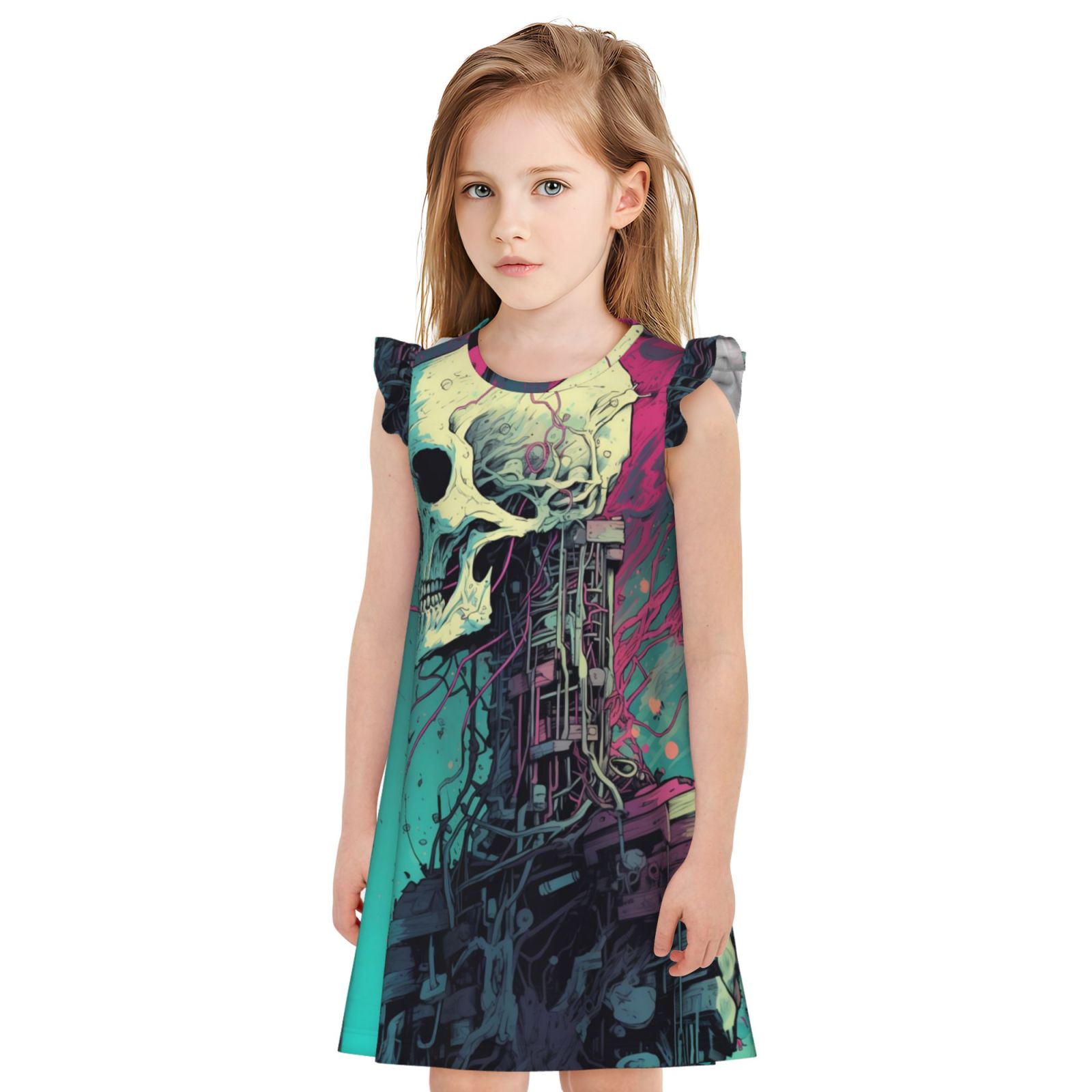 Pofeuu Cartoon Art Skull Print Girls Nightgowns, Nightgown Princess ...