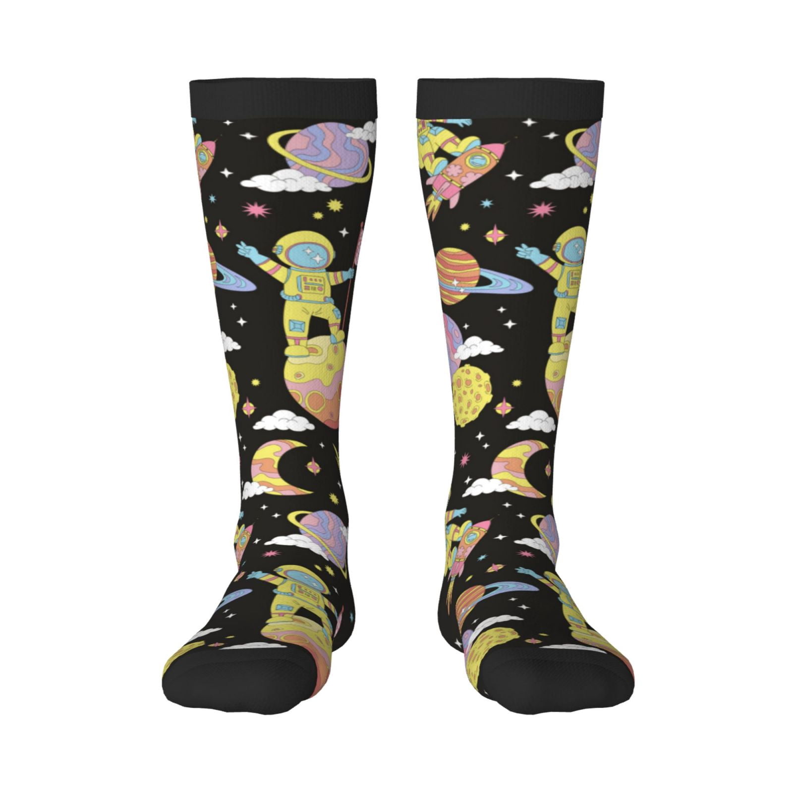 Pofeuu Cartoon Astronaut In Spacesuit Print Stockings, Adult Running ...