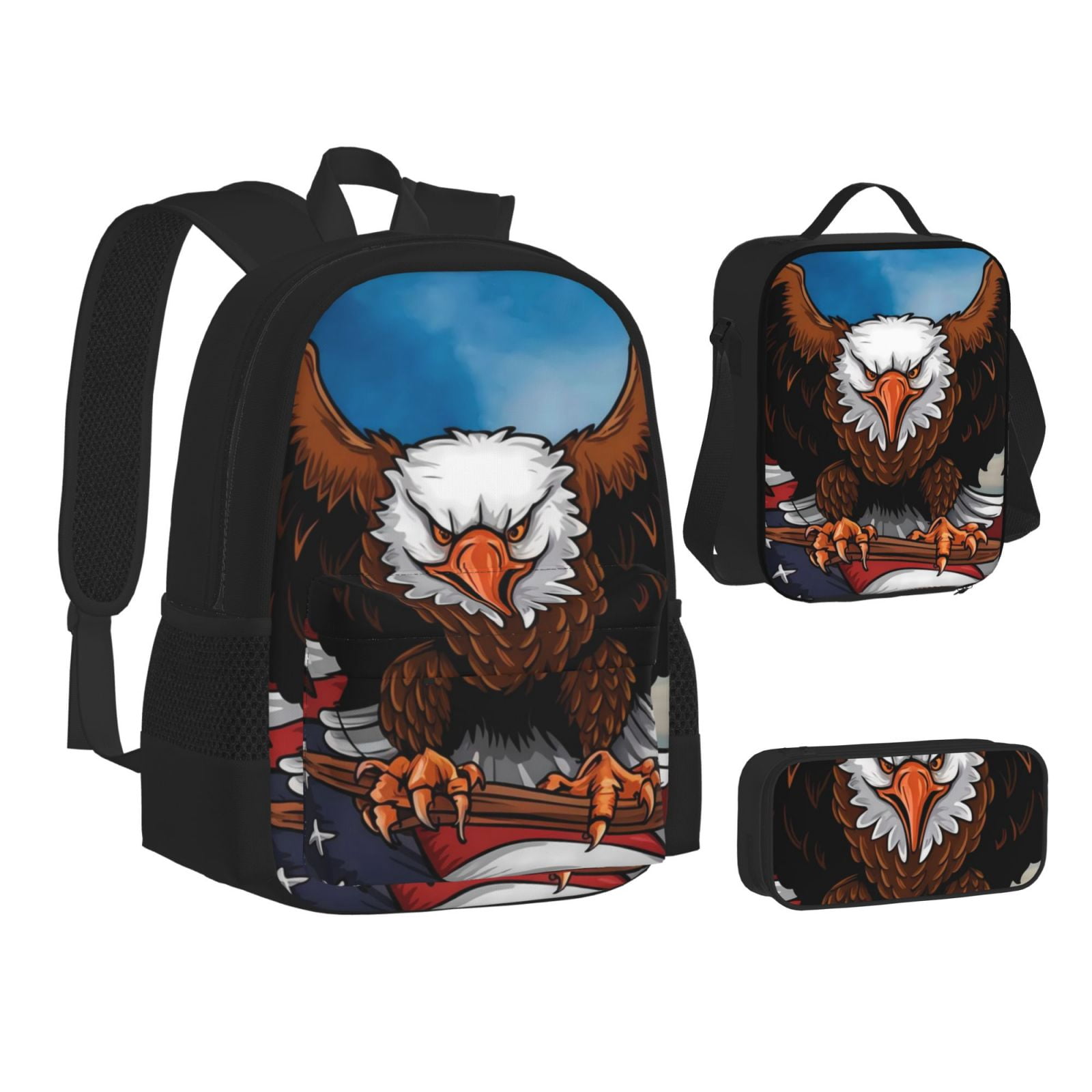 Pofeuu Cartoon Bald Eagle USA Print Backpack Travel Backpacks With ...