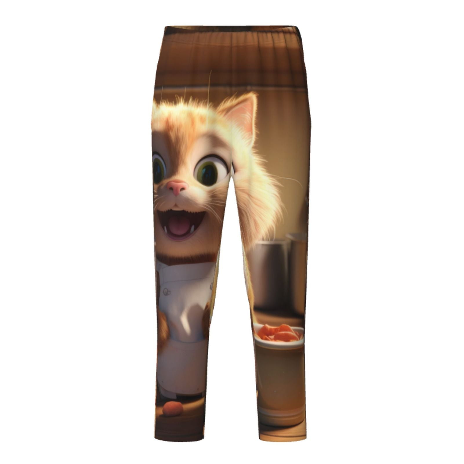 Pofeuu Cartoon Cooking Cat Print Teenagers' Pajama Pants, Soft Lounge ...