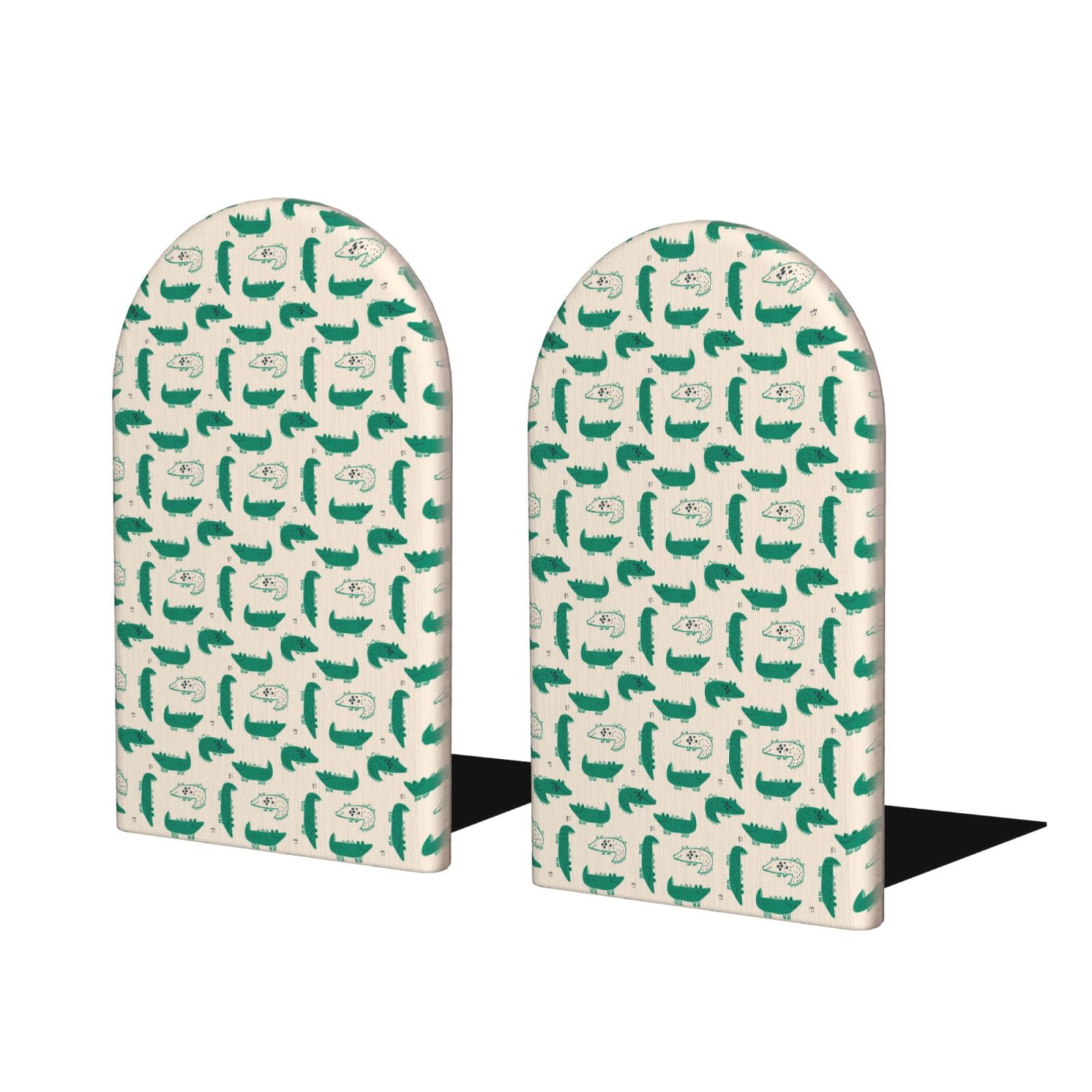 Pofeuu Cartoon Crocodile Print Large Bookend Hold Heavy Books- Wood ...