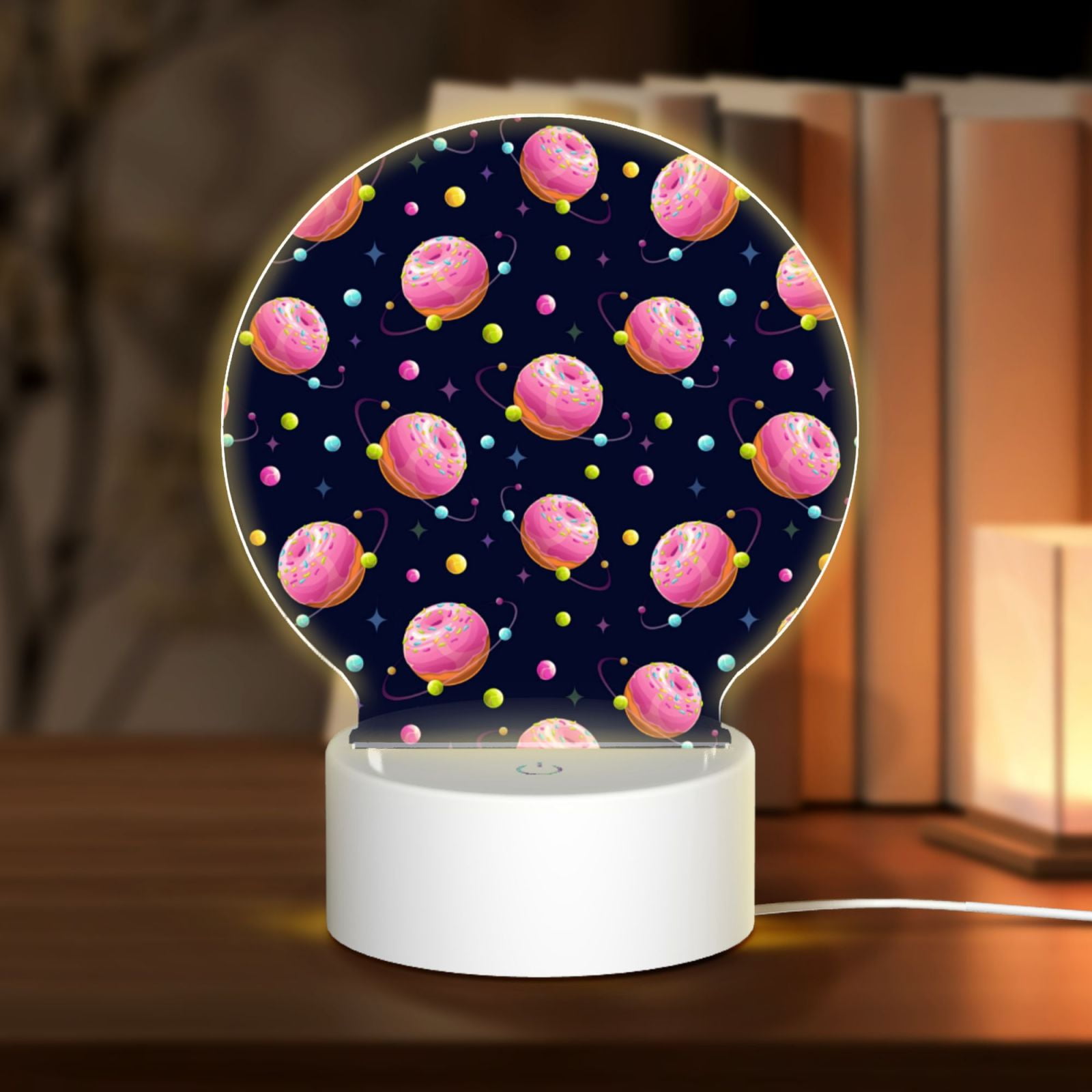 Pofeuu Cartoon Donut Planets Print LED Christmas Night Light Lamp Base ...