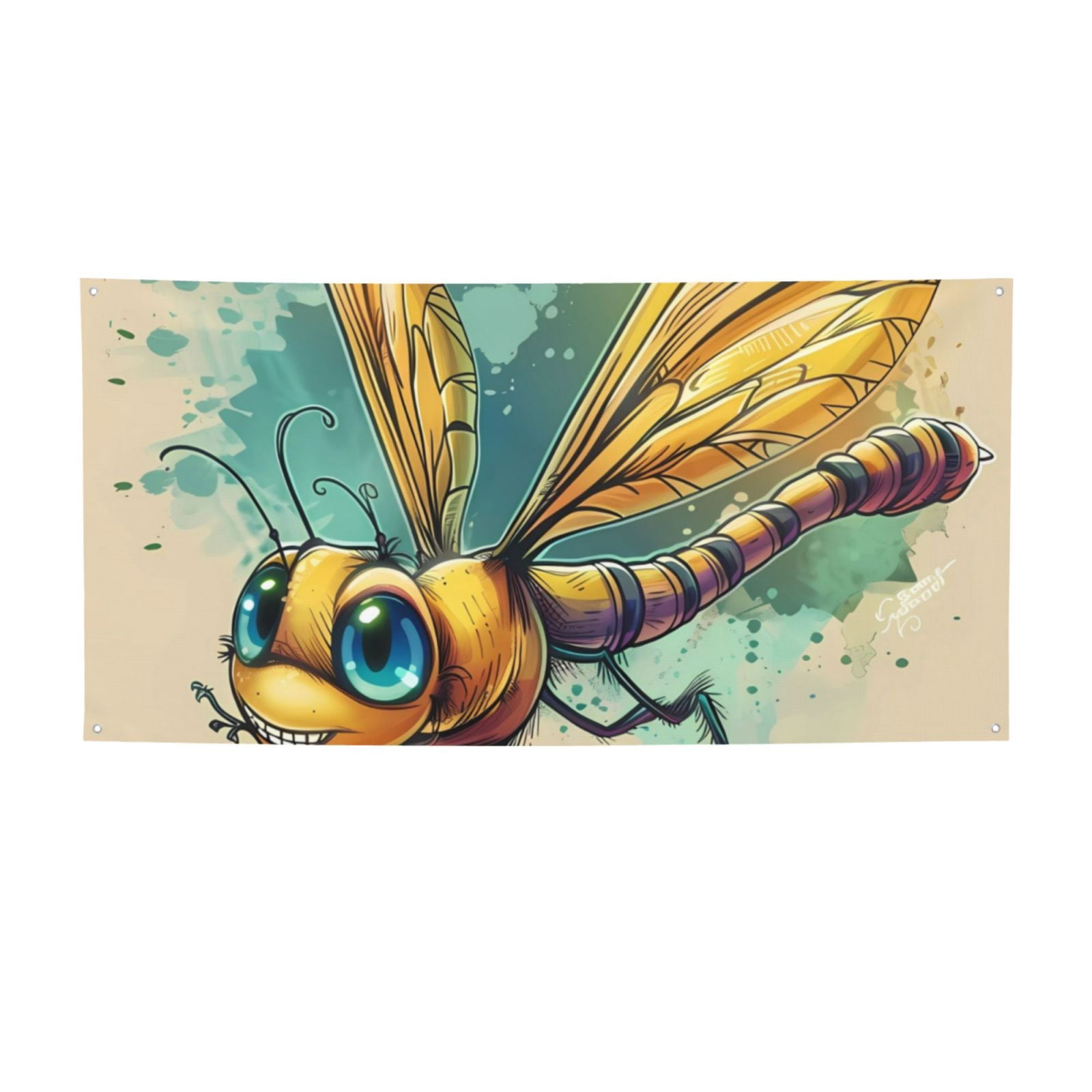 Pofeuu Cartoon Dragonfly Art Print Colorful Yard Festival Banner Sign ...