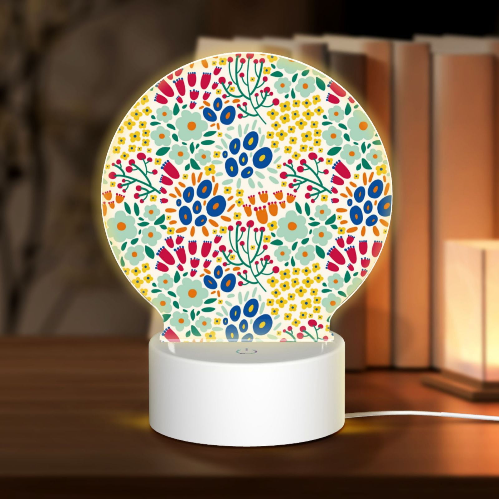 Pofeuu Cartoon Flowers Print LED Christmas Night Light Lamp Base Gift ...