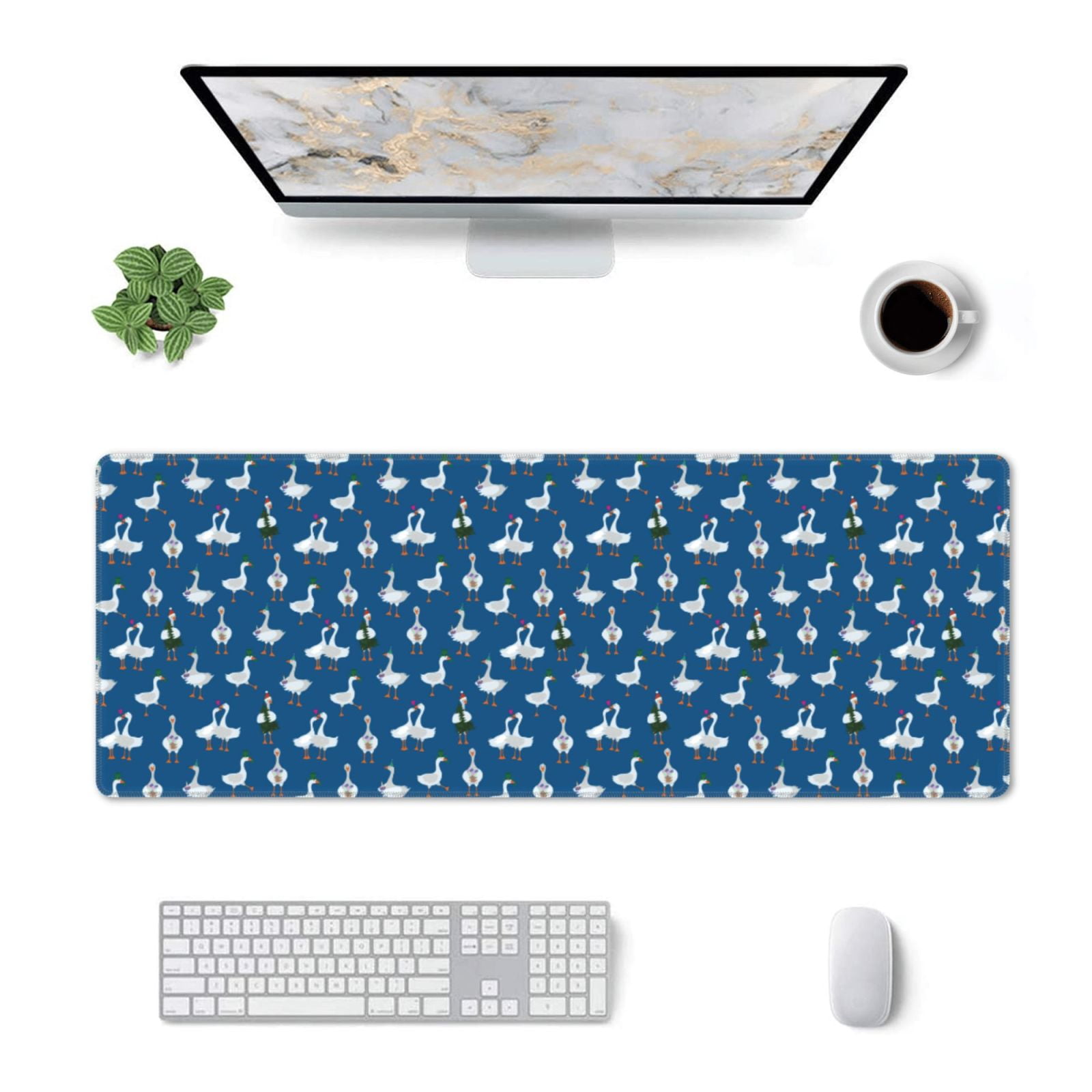 Pofeuu Cartoon Geese With Xmas Print Desk Mat for Keyboard and Mouse ...