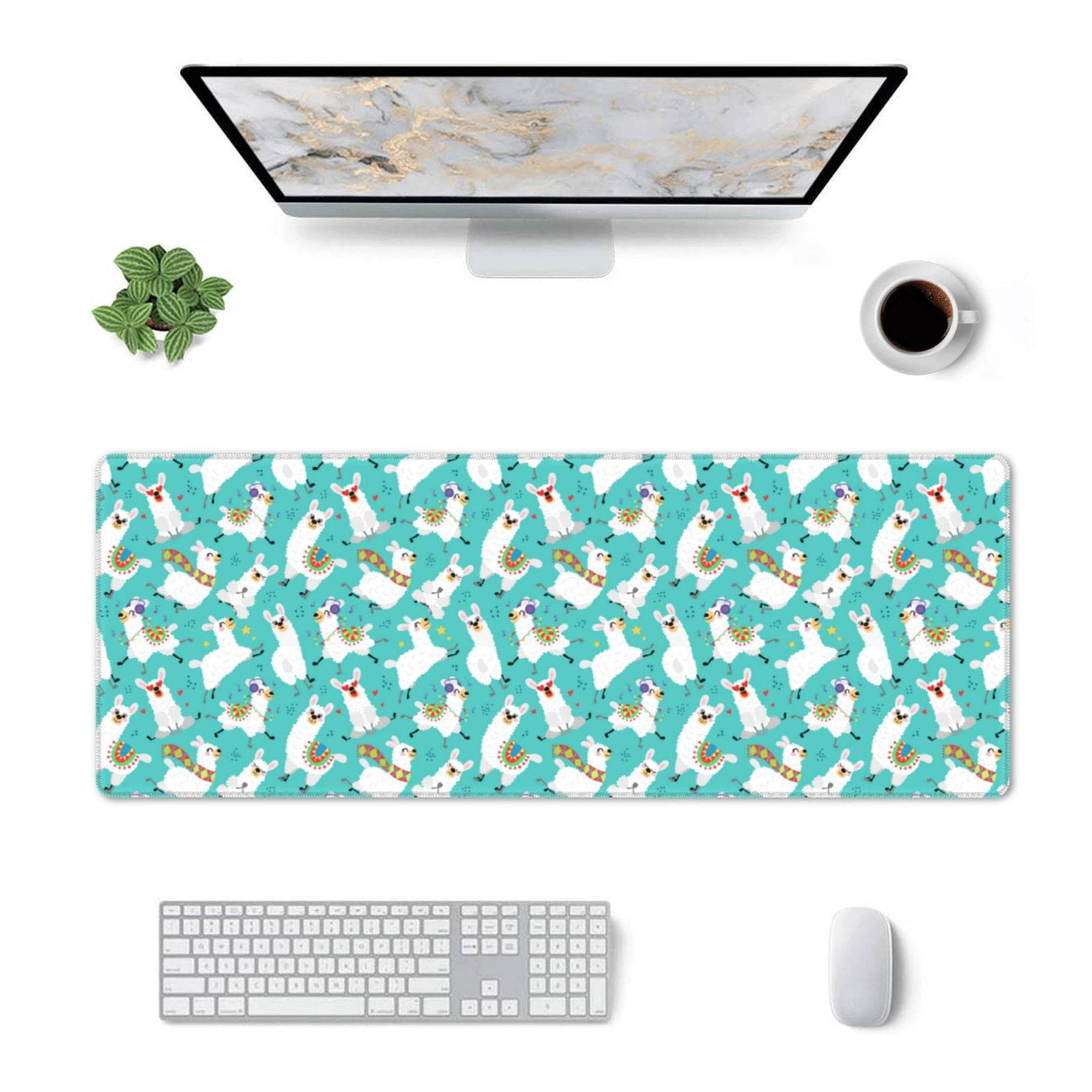 Pofeuu Cartoon Llamas Print Desk Mat for Keyboard and Mouse，Computer ...