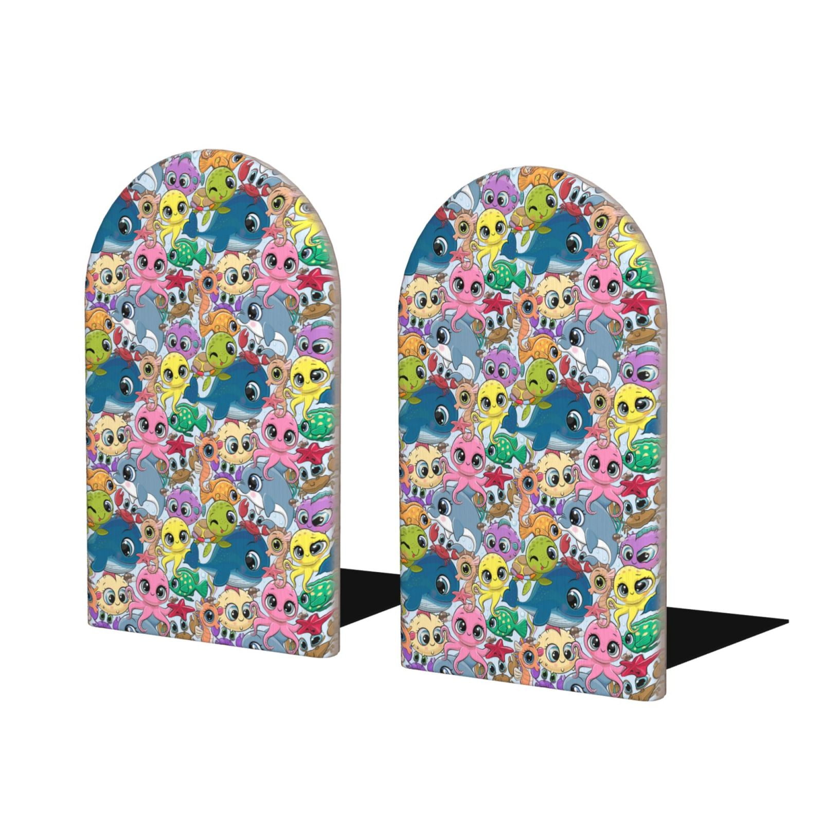 Pofeuu Cartoon Marine Animals Print Large Bookend Hold Heavy Books ...