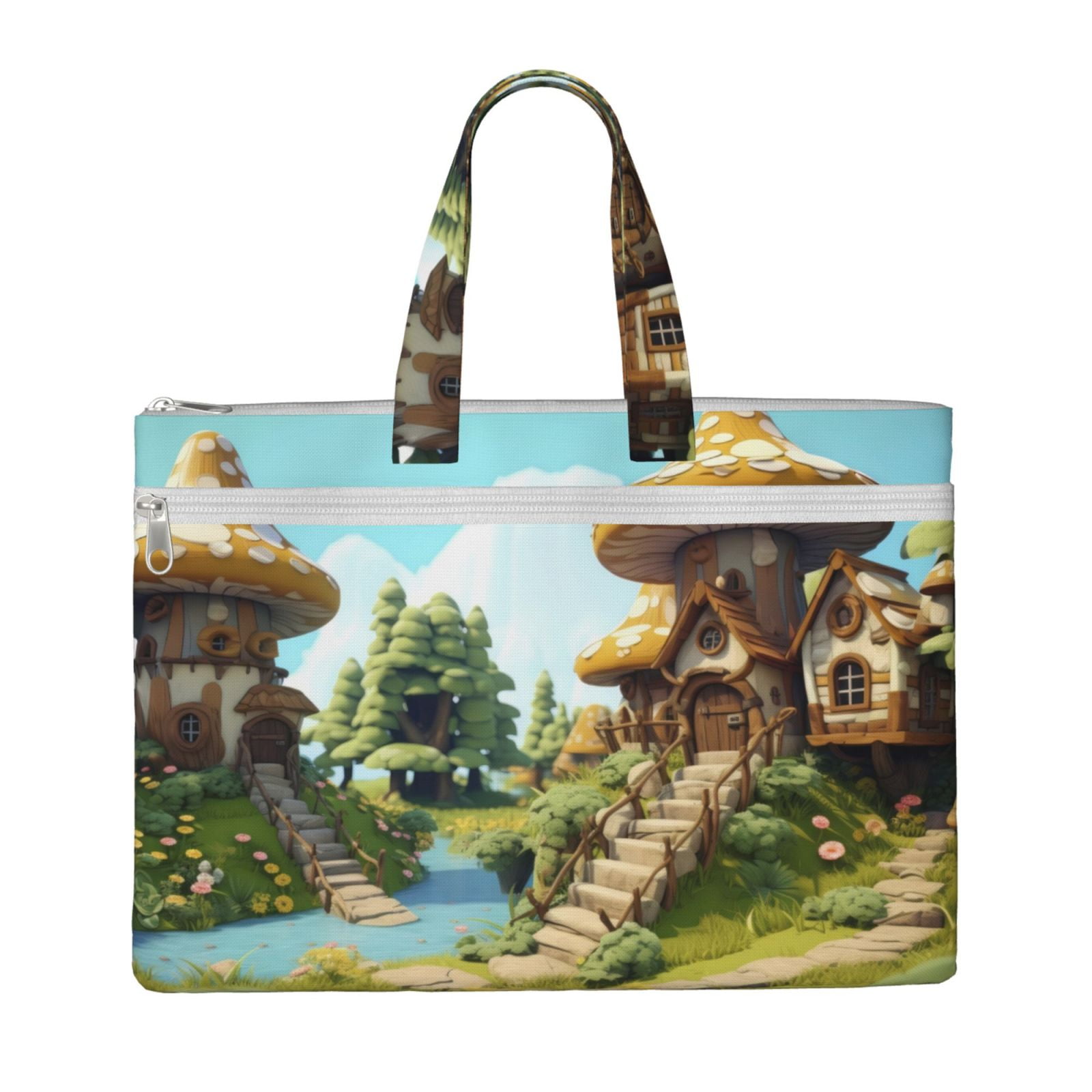 Pofeuu Cartoon Mushroom House Print Laptop Bag Carrying - Computer Bag ...