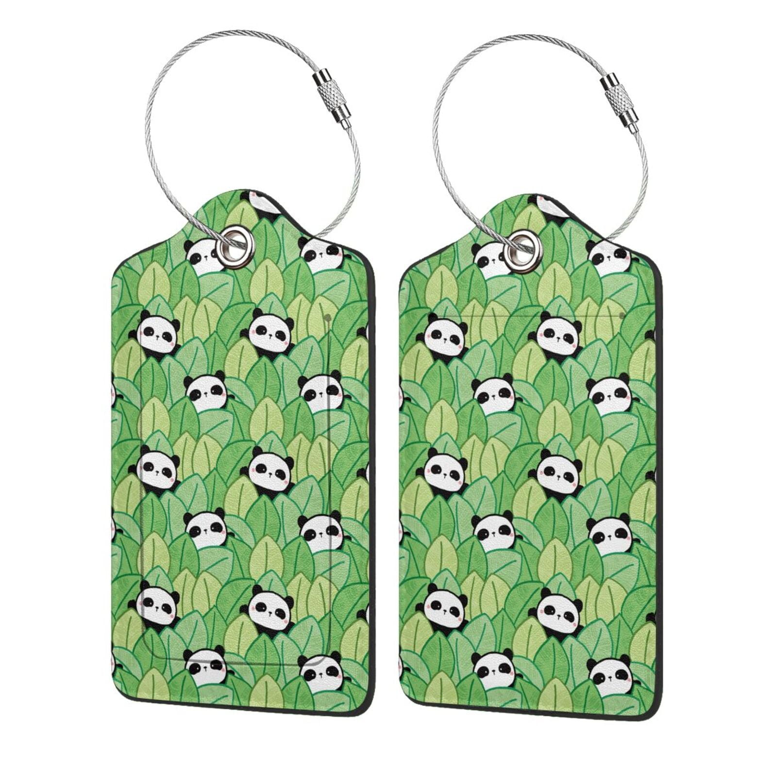 Pofeuu Cartoon Panda And Leaf 1 Print Luggage Tags, Privacy Cover ID ...